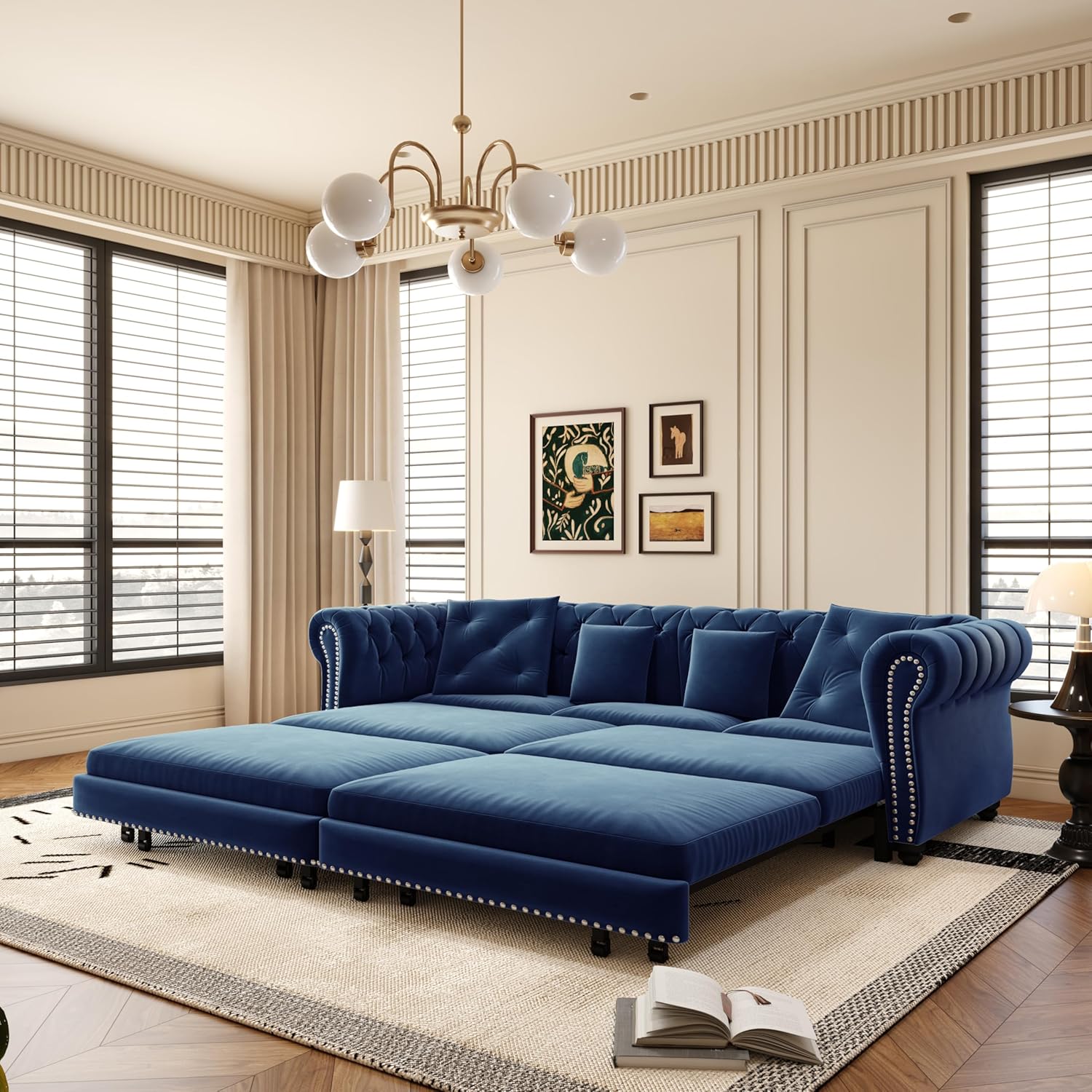 Luxurious Comfort Meets Versatility: The Best Blue Velvet Air Sofa Bed ...