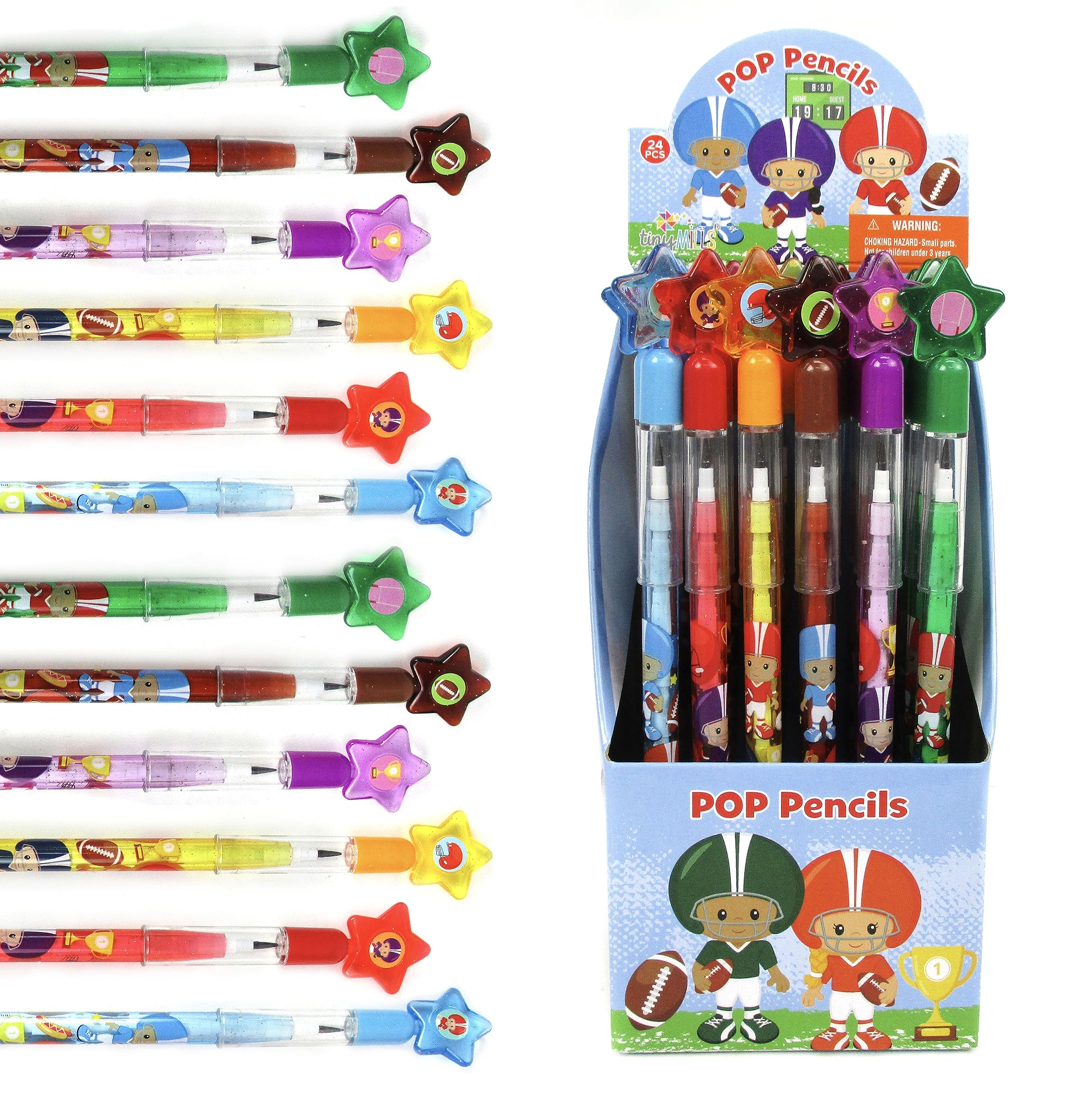 Amazon.com: TINYMILLS 24 Pcs Football Stackable Push Pencil Assortment ...