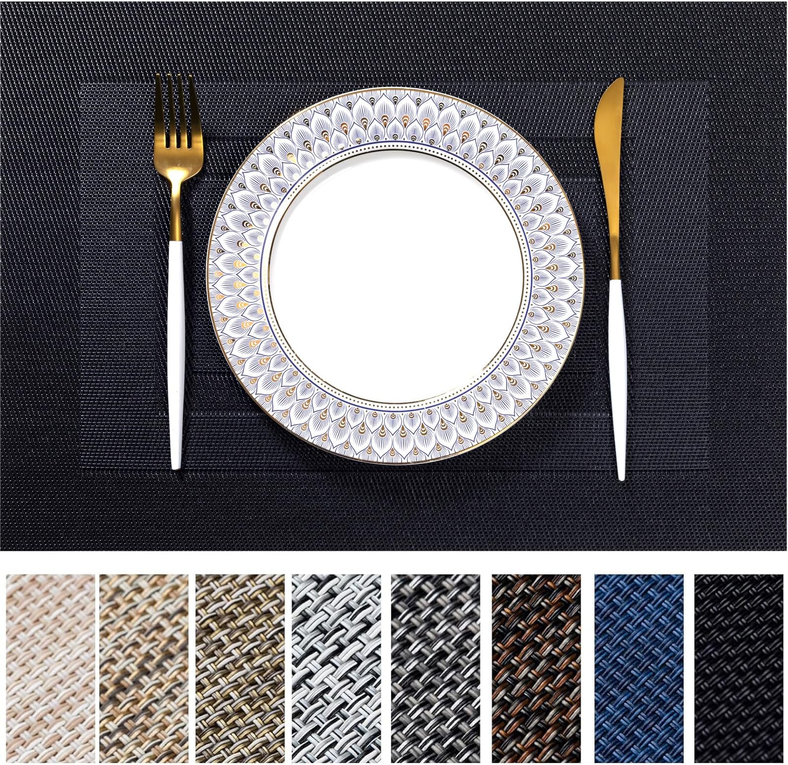 Amazon.com: LEXMORE Placemats Set of 8 Vinyl/Plastic Woven Place Mats ...