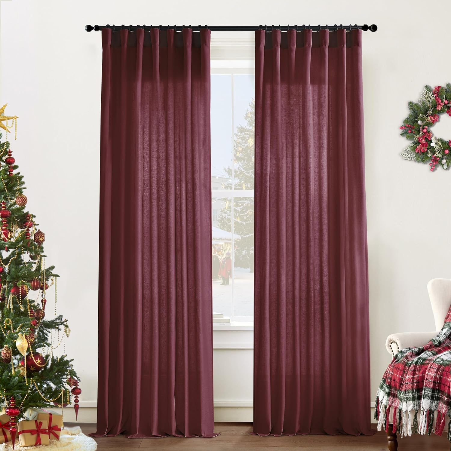 Amazon.com: Maroon Wine Red Curtains 96 Inches Long for Living Room 2 ...