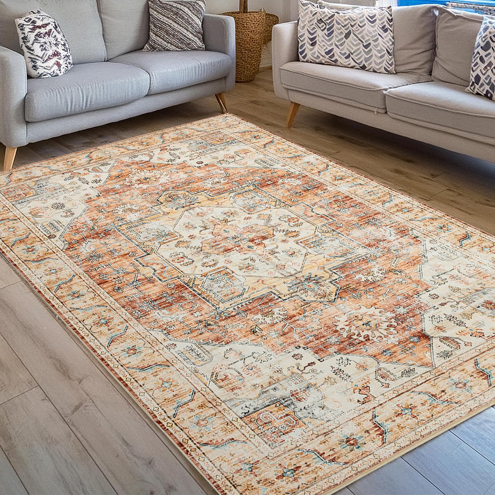 5x8 Area Rugs for Living Room - Washable Rug 5x8 Rugs Vintage Large ...