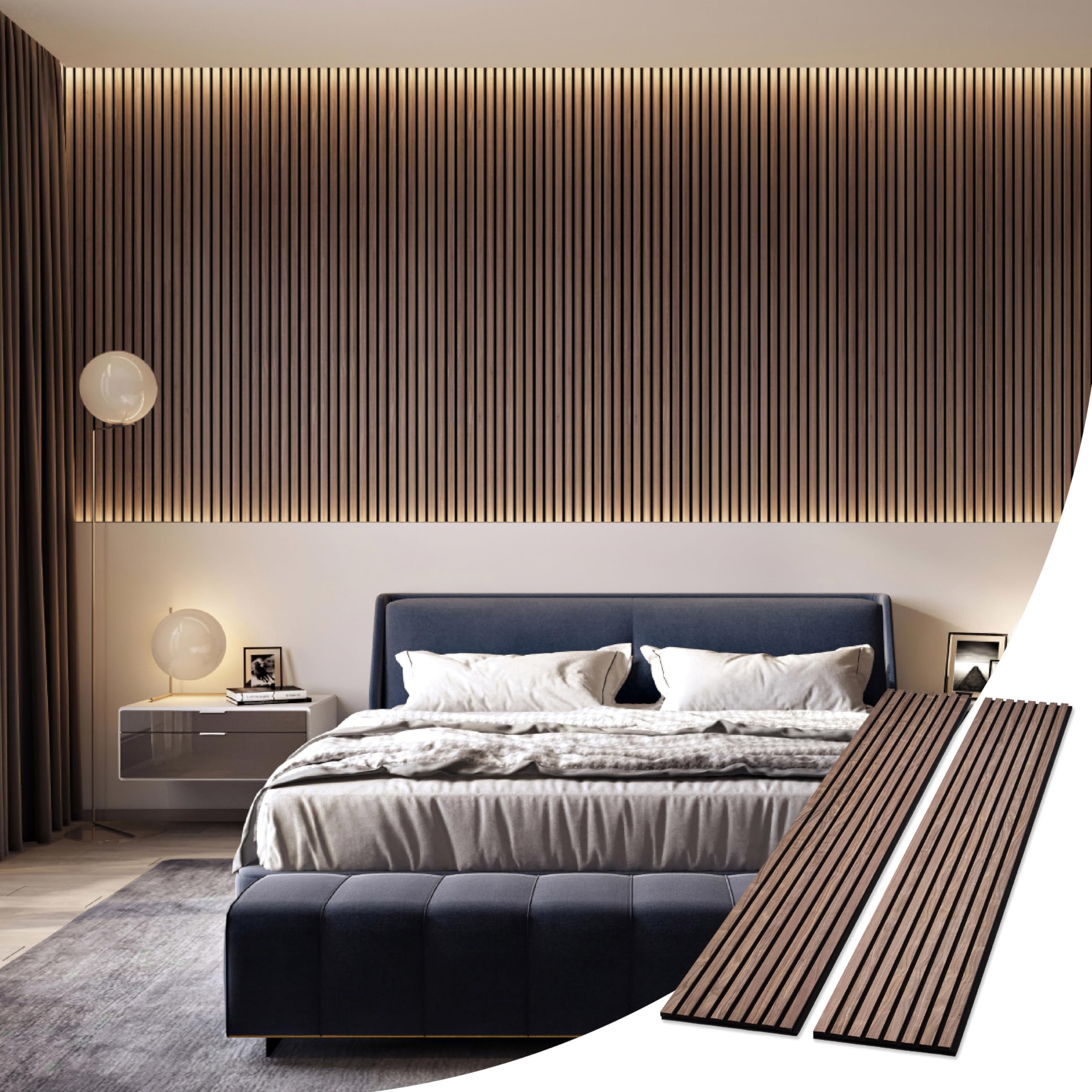 Slatpanel | Two Walnut Wood 3D Wall Panels | 94.49” x 12.6” Each ...