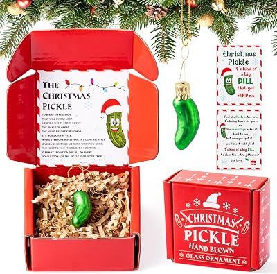 Amazon.com: Pickle Ornament Little Gherkin Tree Christmas Decoration ...