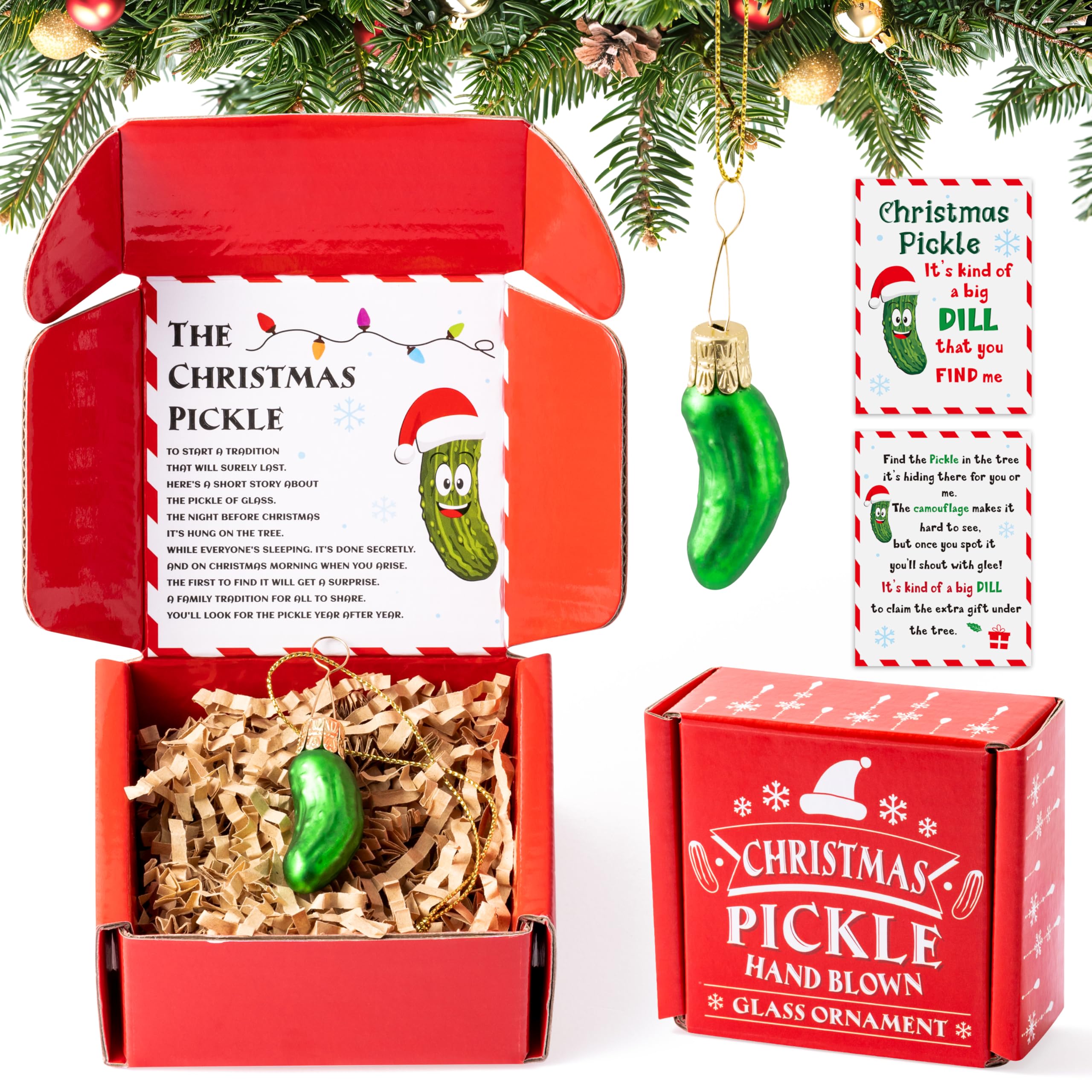Amazon.com: Haooryx Christmas Pickle Little Glass Ornament German ...