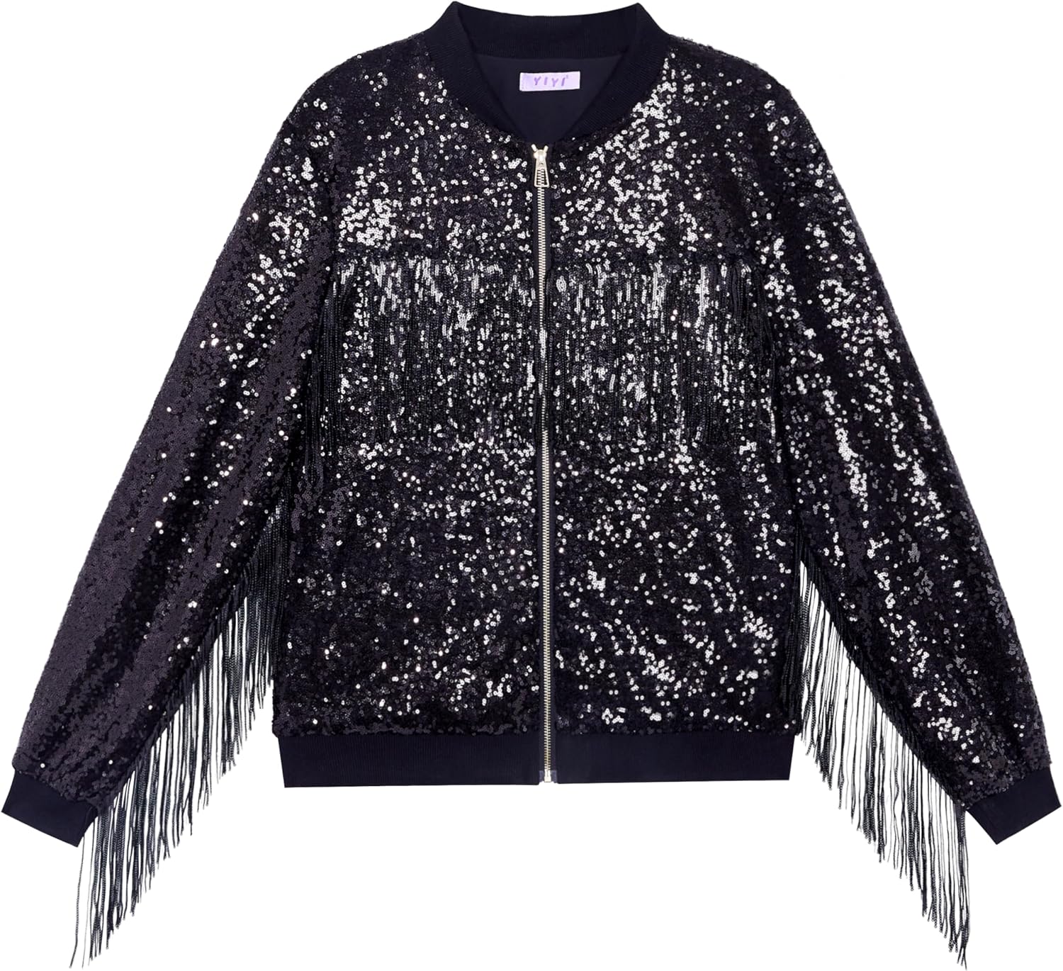 YIYI Mens Jacket Bomber Sequin Sparkly Trendy Varsity Tessel Glitter ...