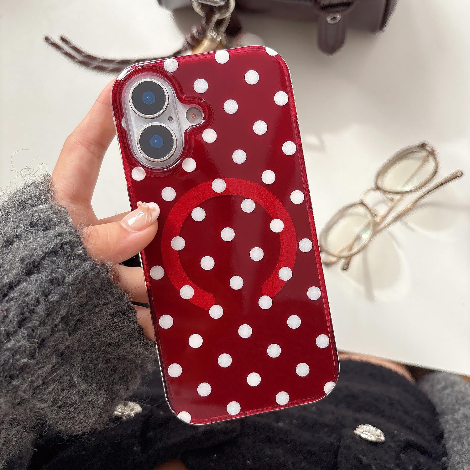 Amazon.com: UEEBAI Polka Dot Magnetic Case for iPhone 16 Plus, Cute ...