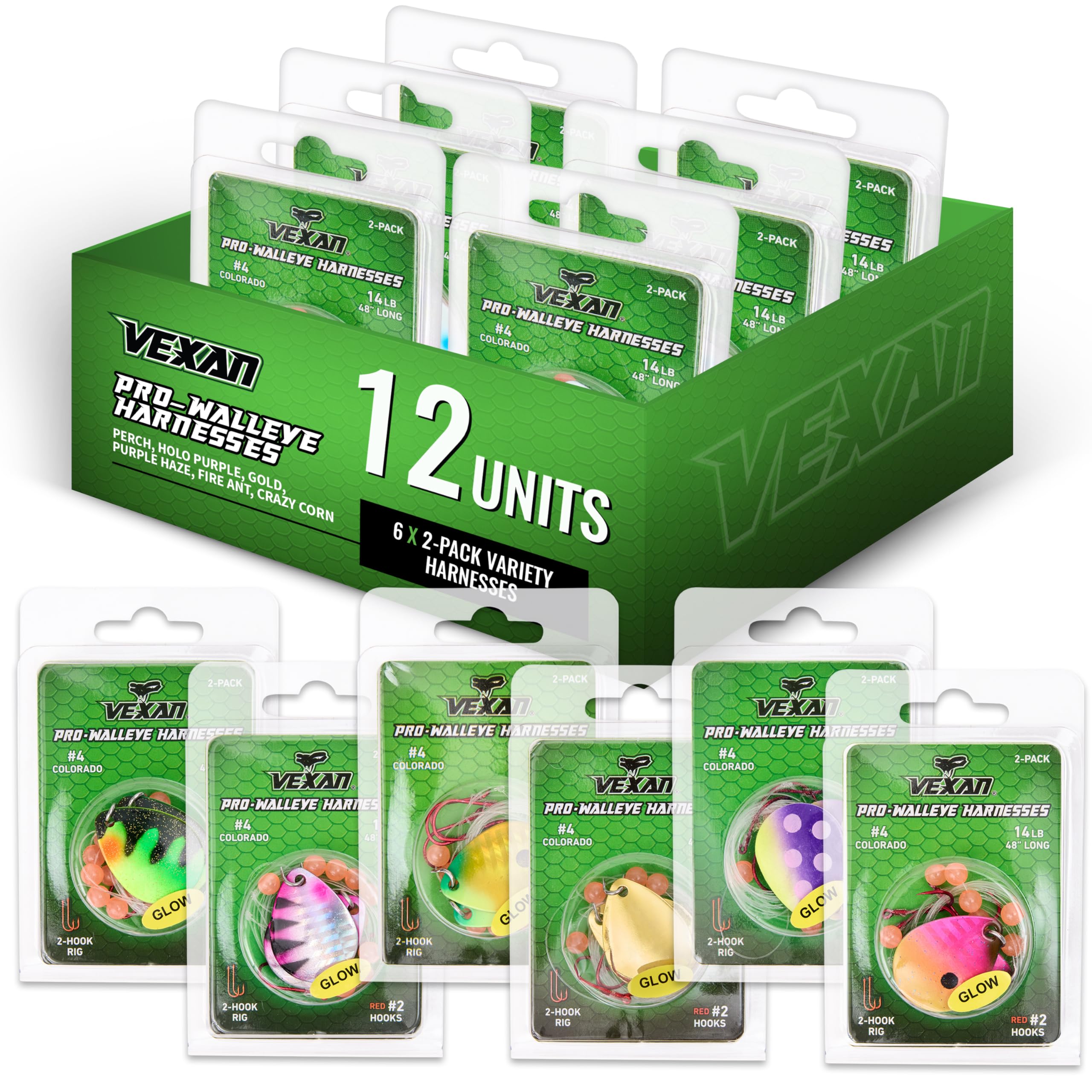 Amazon.com : Vexan Glow Walleye Spinner Rig - Worm Harnesses for ...