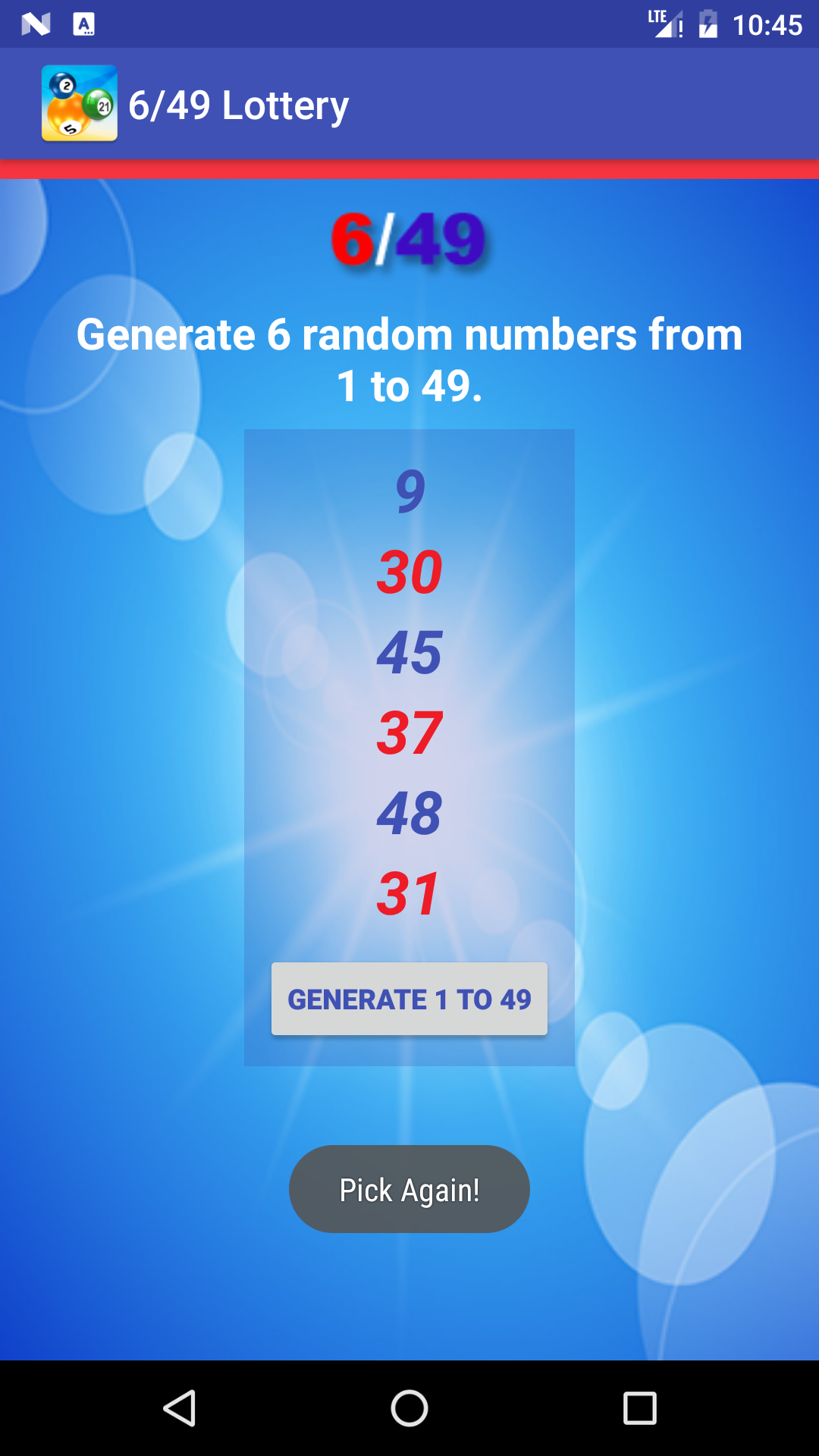 Lotto Generator "Click My Pick!" - App on Amazon Appstore
