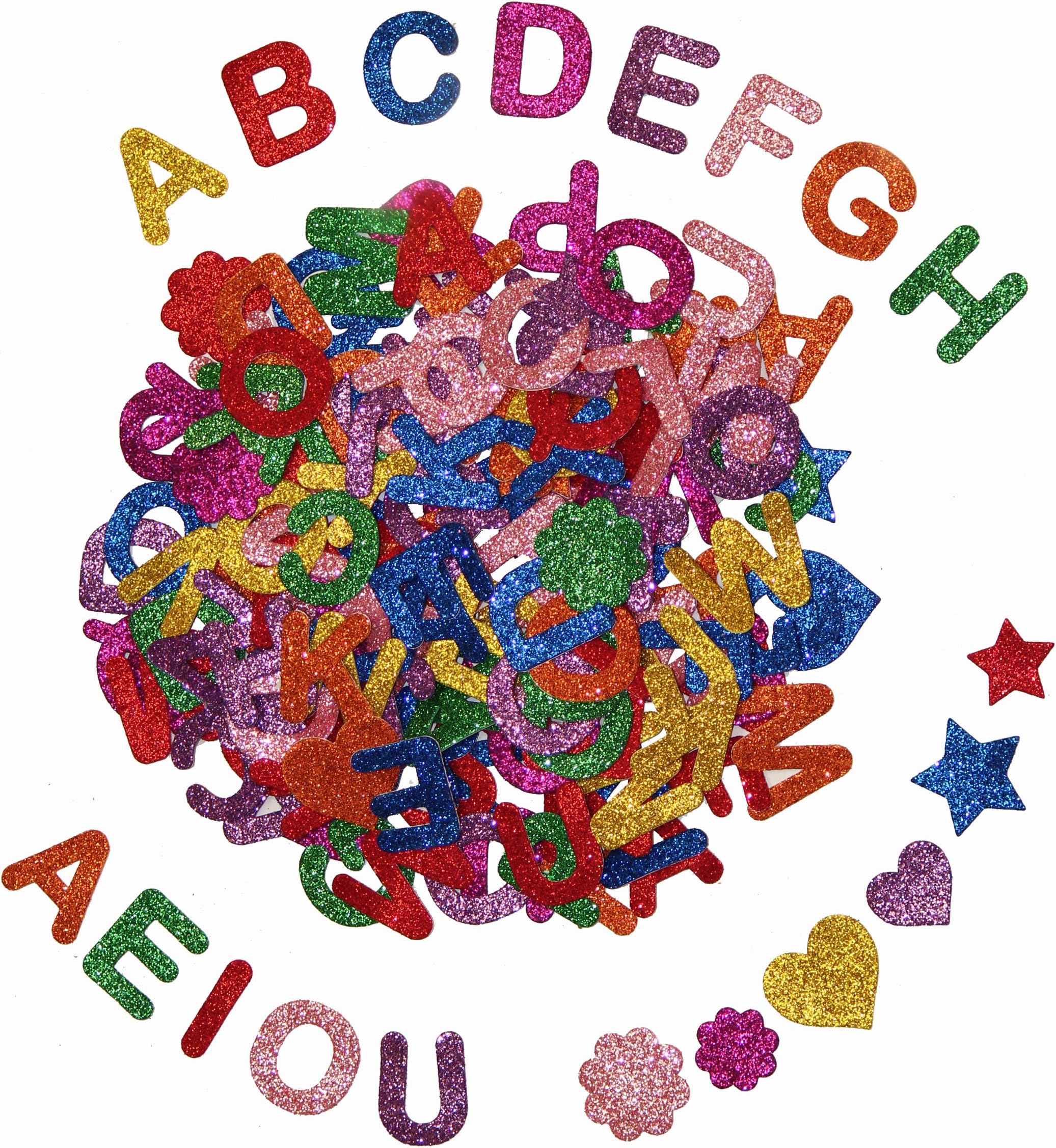 Amazon.com: 4 Sets Foam Letter Stickers Glitter Alphabet Letters ...