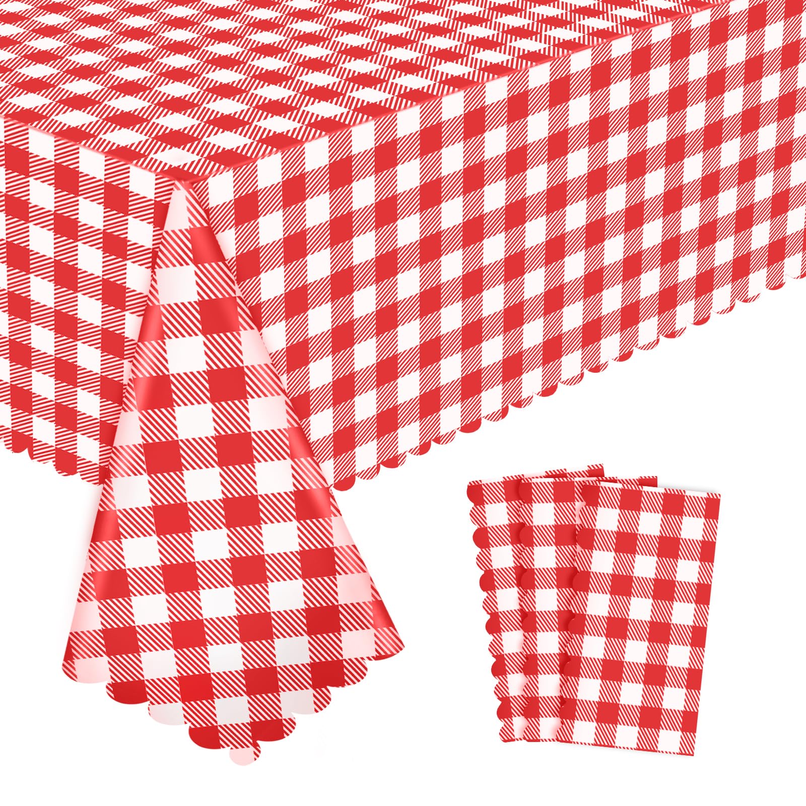 Amazon.com: 3 Pack Christmas Red and White Checkered Tablecloth, 54 X ...