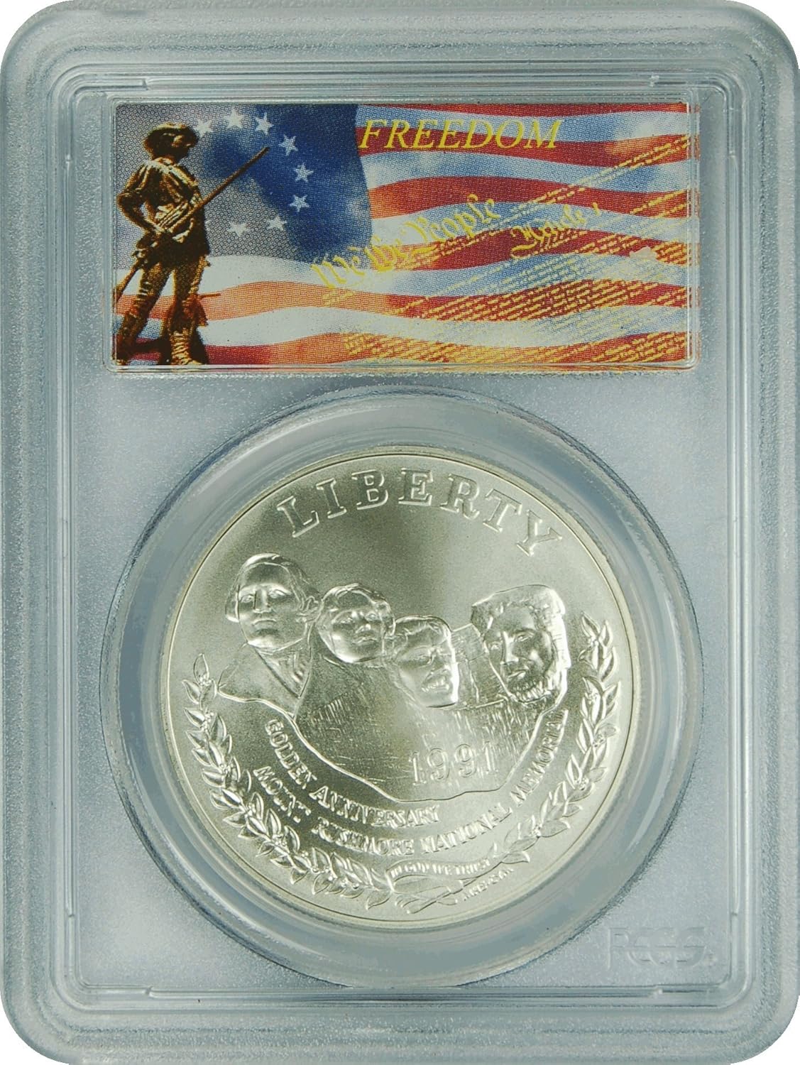 1991 P Commemorative Mount Rushmore Commemorative Freedom label Dollar ...