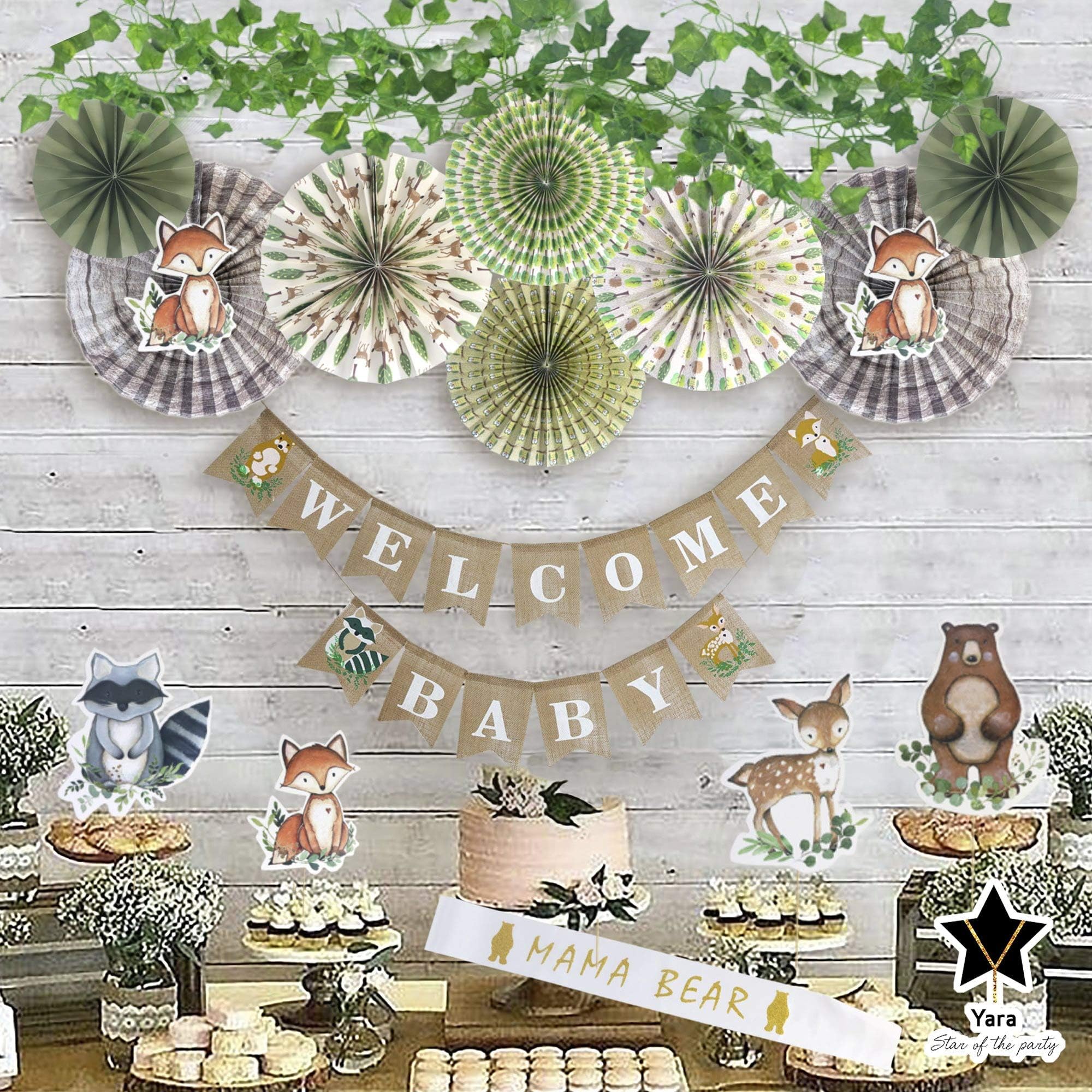 Amazon.com: YARA Woodland Baby Shower Decorations Animals Theme For Boy ...