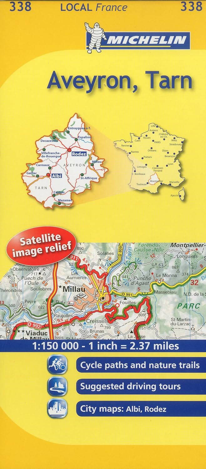Michelin Map France: Aveyron, Tarn 338 (Maps/Local (Michelin)) (English ...