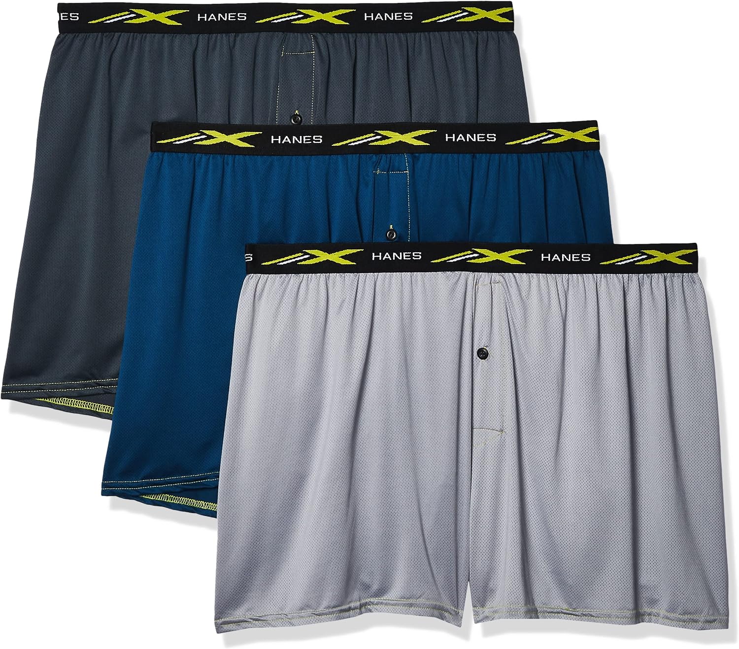 Hanes Men's X-Temp 4-Way Stretch Mesh Knit Boxer 3-Pack Underwear ...
