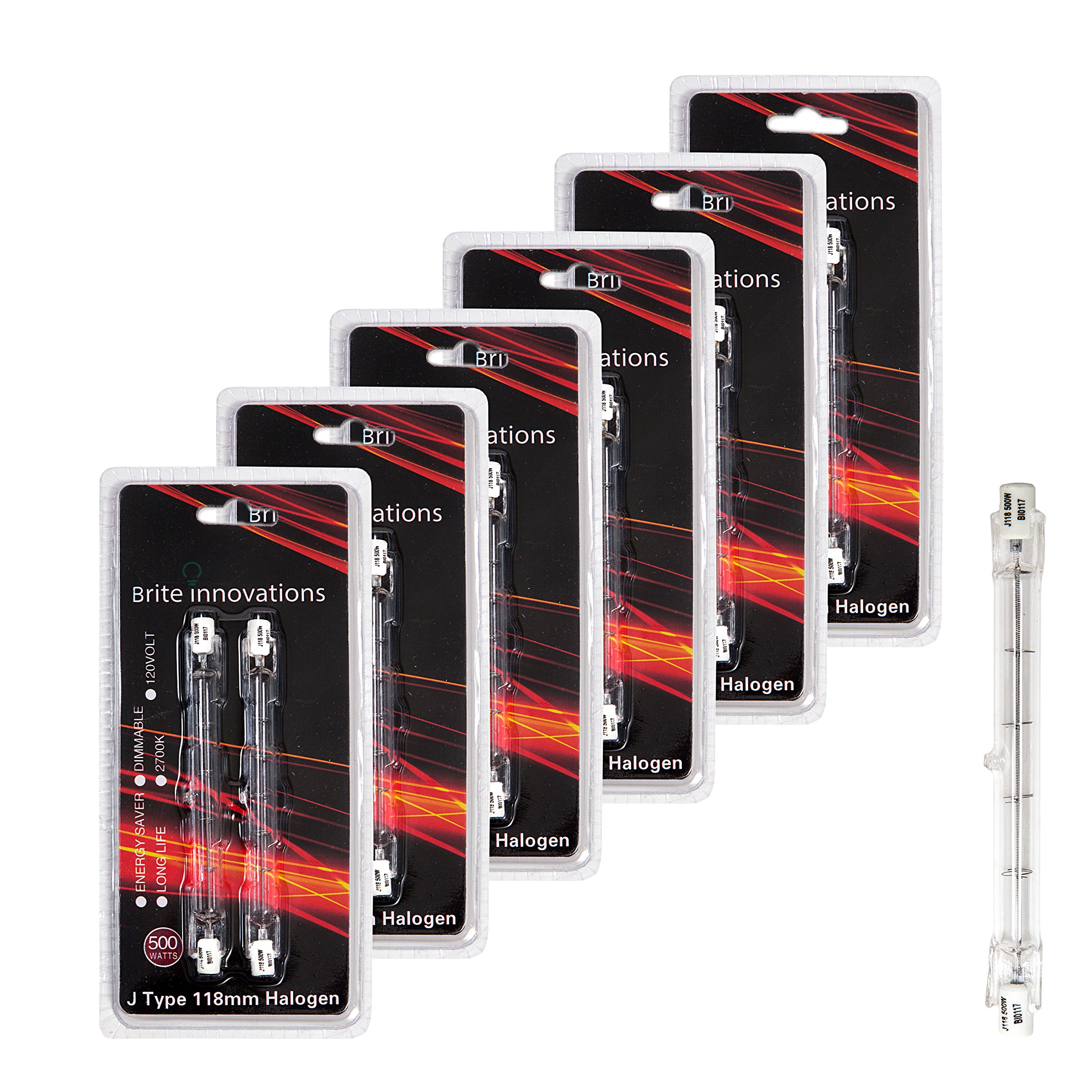 Double Ended J Type Halogen Bulbs - 118mm, 500 Watts, 120 Volts, 2700K ...