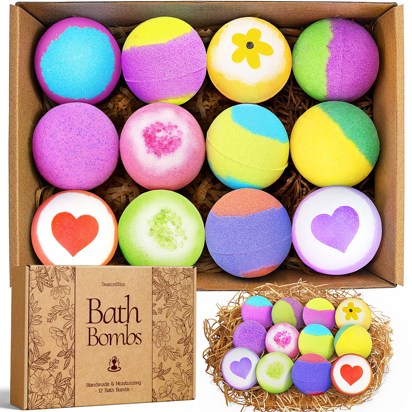 Amazon.com: SeasonBliss Bath Bombs for Women, 12 Pack Handmade Bubble ...