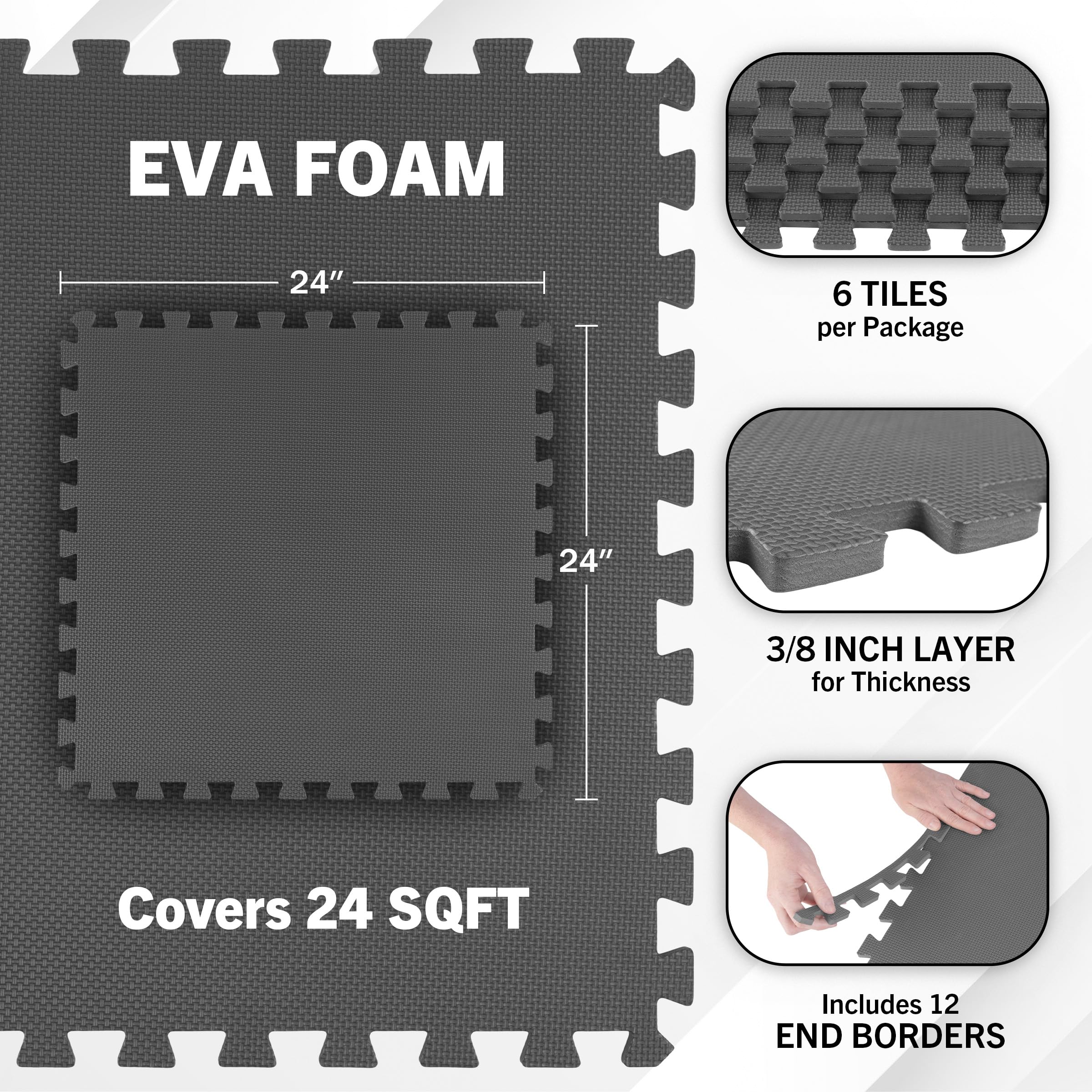 Snapklik.com : EVA Foam Mat Tiles 6-Pack - 24 SQ FT Of Interlocking ...