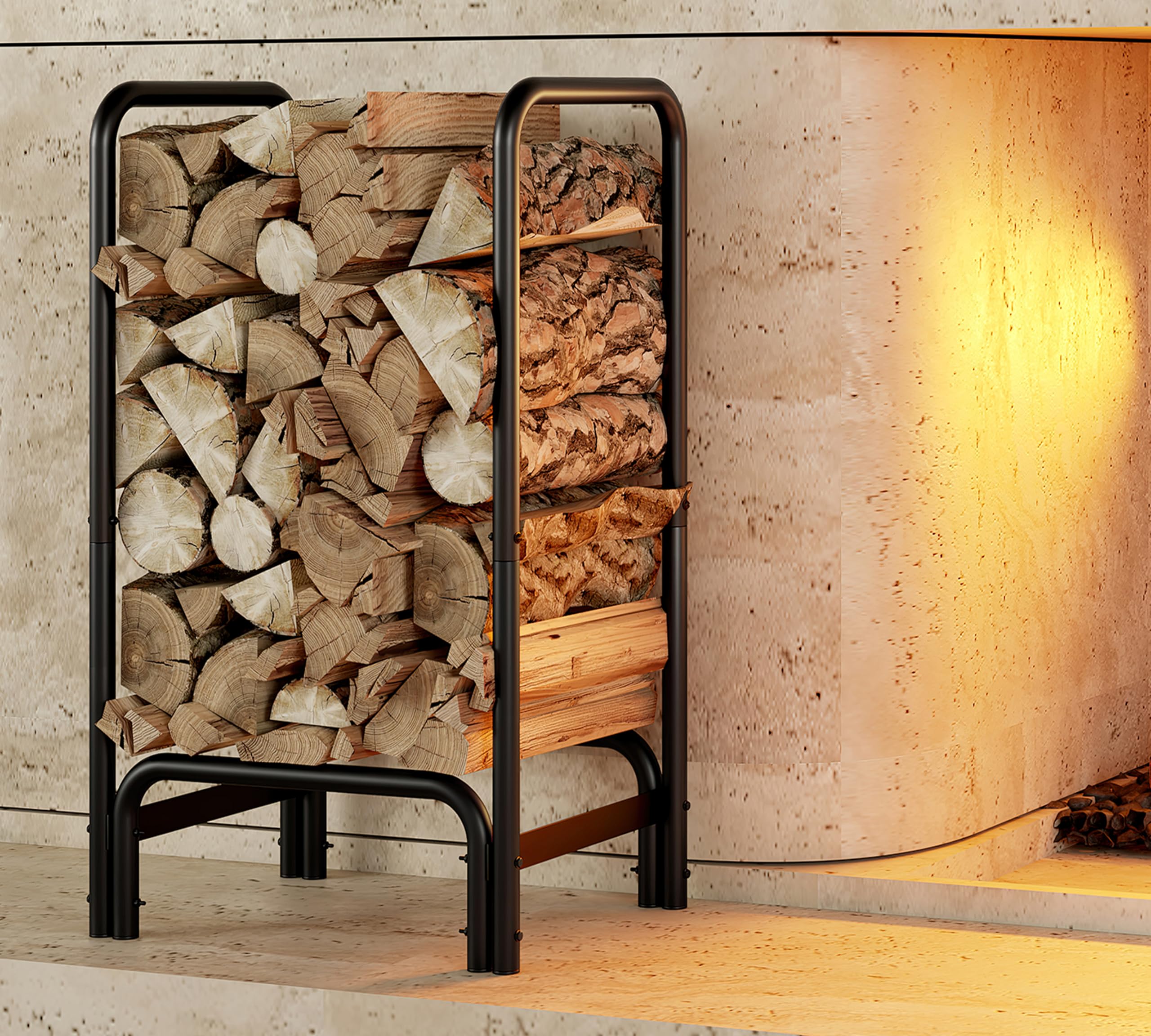 Amazon.com: Kingson Firewood Rack Log Holder for Indoor Outdoor ...
