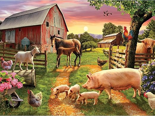 Amazon.com: Playful Day at The Farm 750 Piece Jigsaw Puzzle for Adults ...