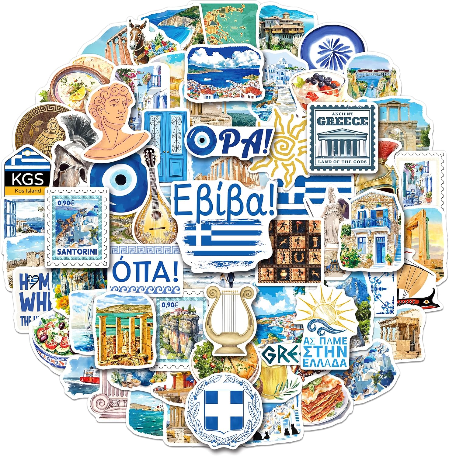 Amazon.com: YTSQLER 200 PCS Greece Stickers, Greece Travel Souvenirs ...