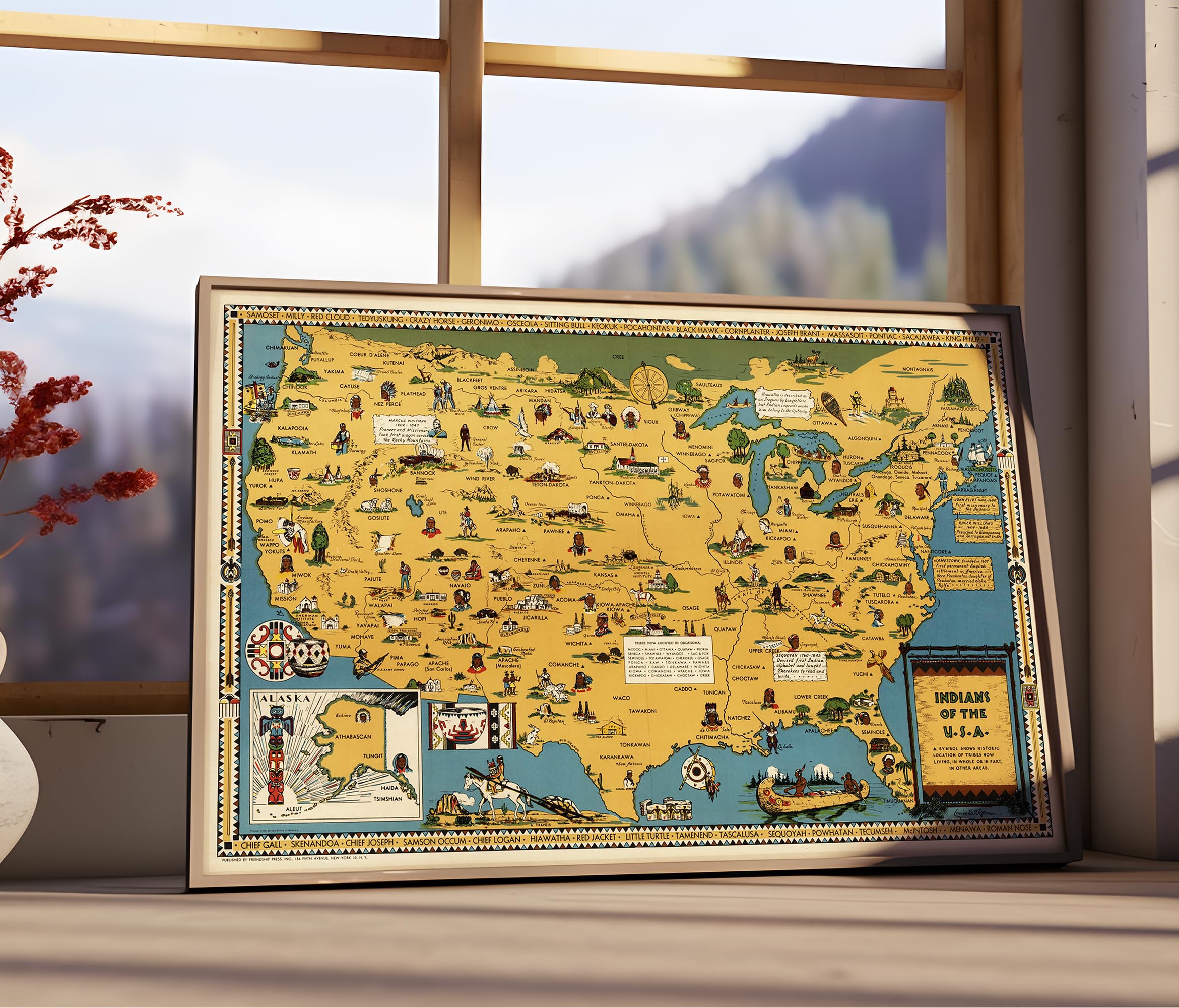 Snapklik.com : USA Native American Indian Tribes Map - 1944 Unframed ...