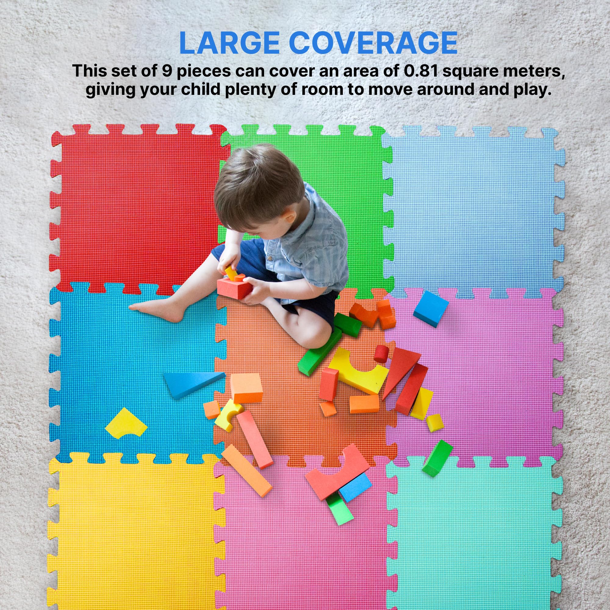 Straight Edge 96 Interlocking EVA Foam Puzzle Mats Exercise Floor Tiles ...