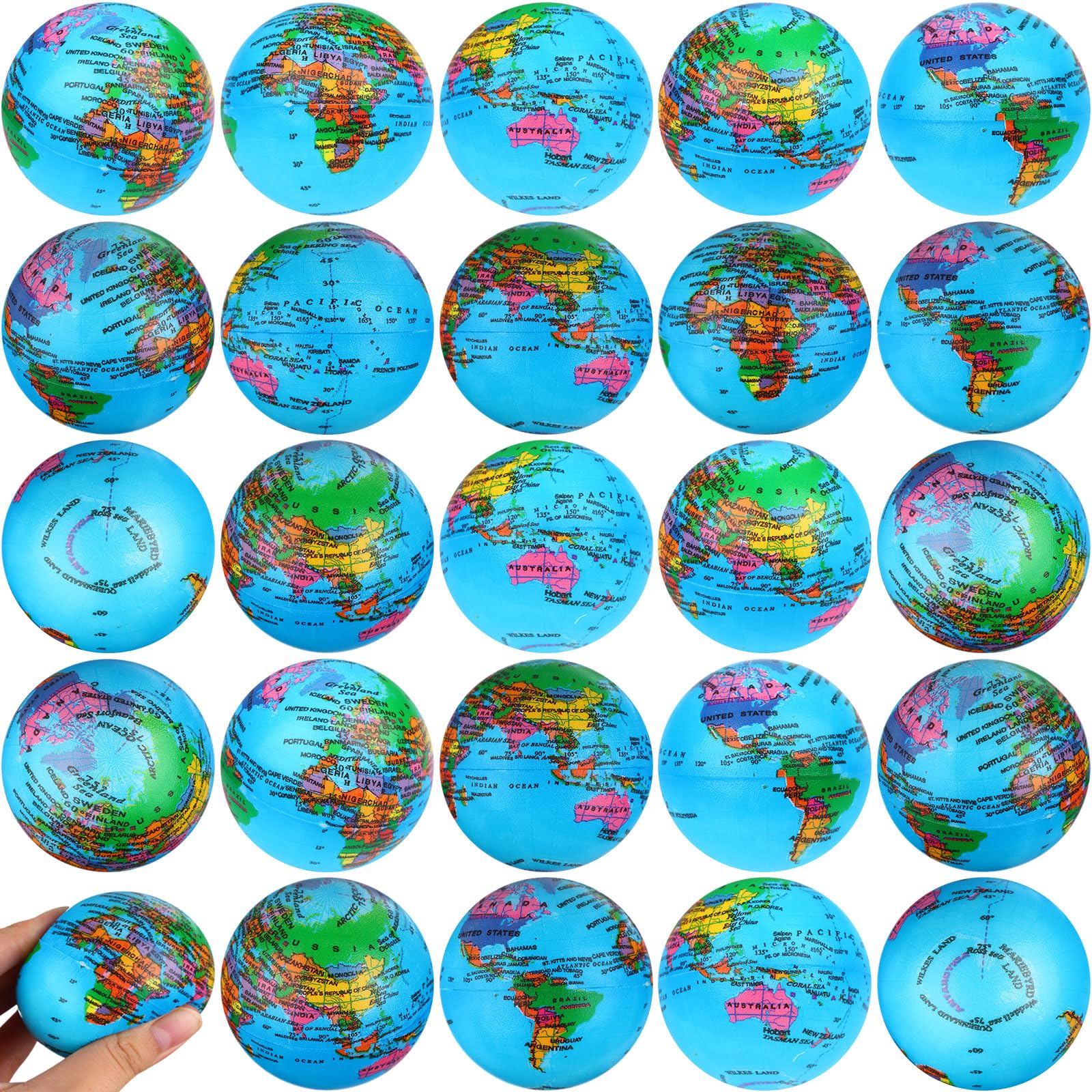 BANBAN 24Pcs Globe Stress Balls Mini Earth Stress Balls Globe World Map ...