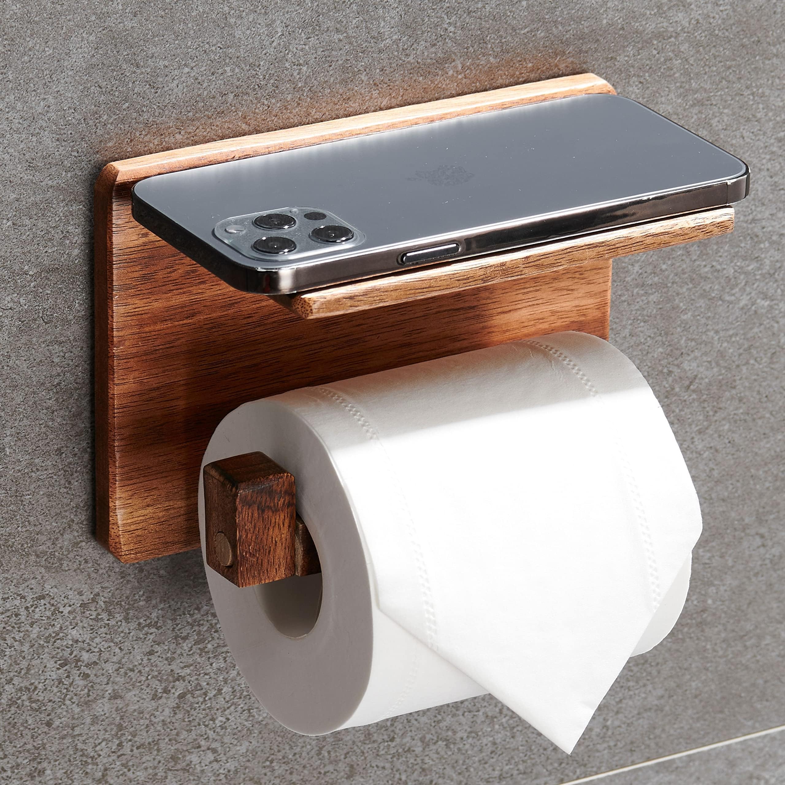 AIDILI Toilet Roll Holder with Shelf - Toilet Paper Holder with Wet ...