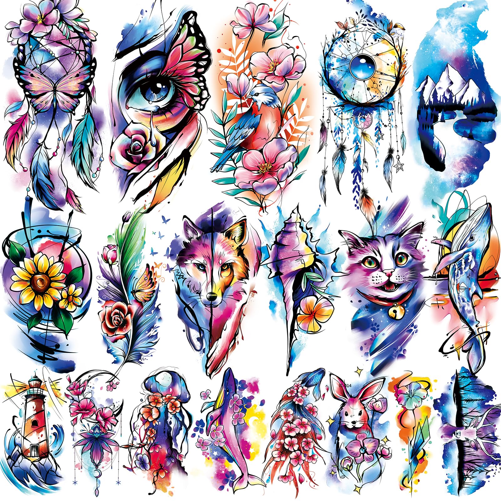 Buy EMOME 79 Sheets Realistic Temporary Tattoos for Women,Watercolor ...