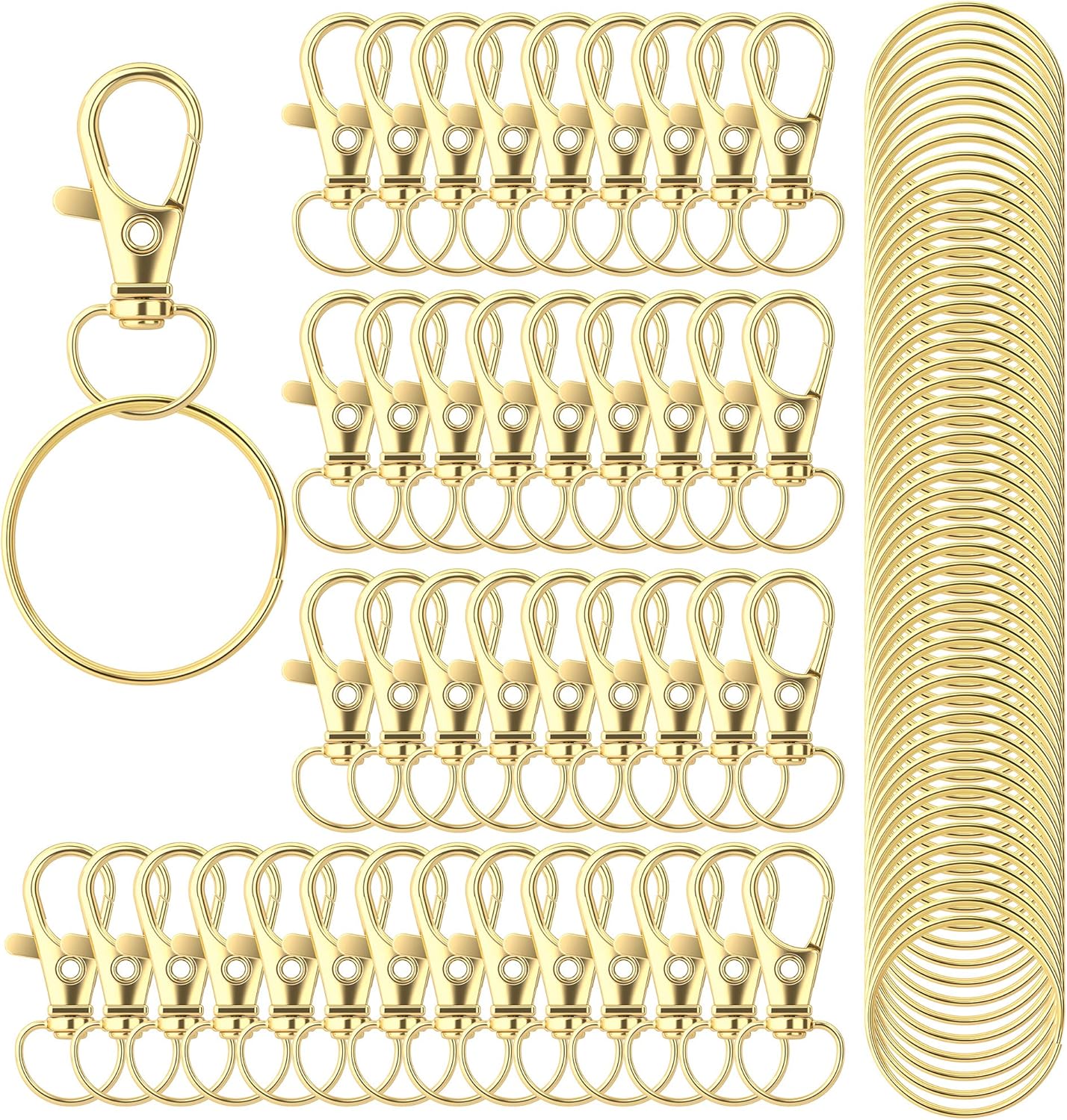 Amazon.com: HXSEMAYIG 100PCS Keychain Hooks with Key Rings，Metal Swivel ...