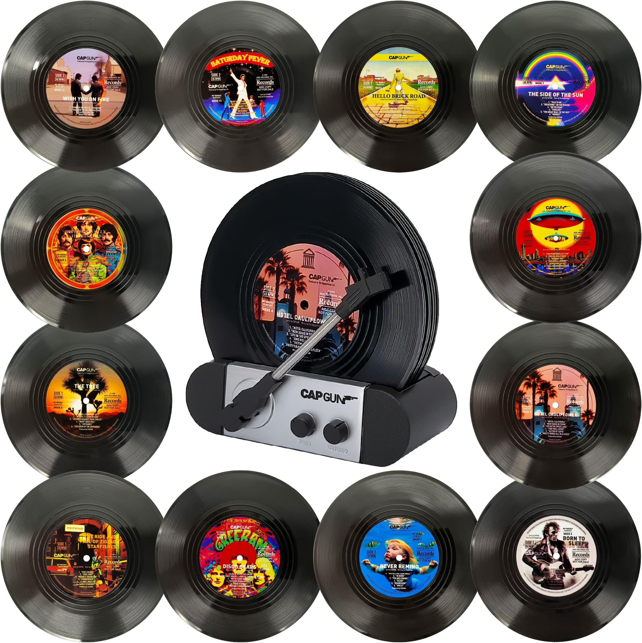 Amazon.com: Kaxich 6pcs Retro CD Record Coasters with Holder Vinyl Mug ...