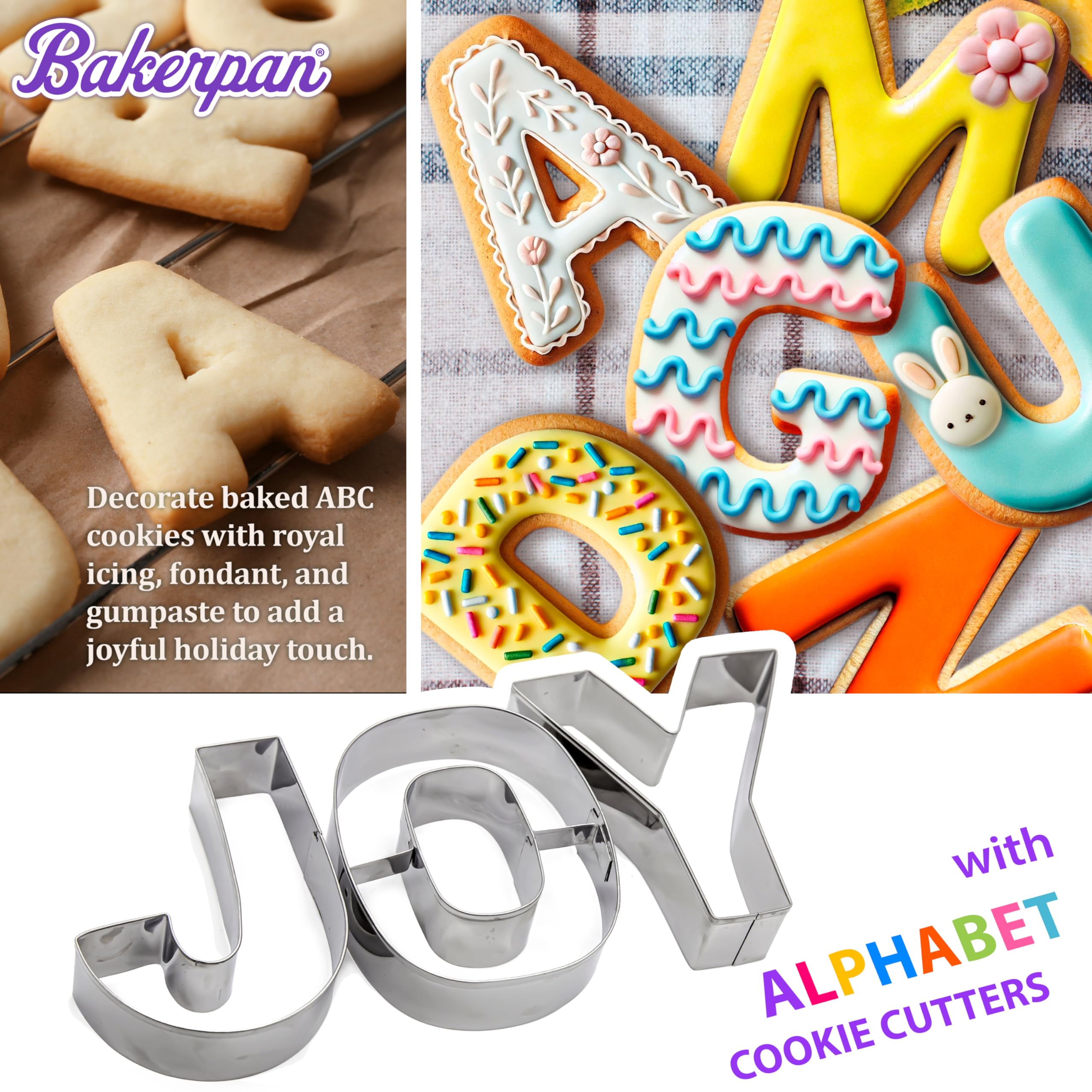 Snapklik.com : Bakerpan Stainless Steel Alphabet Cookie Cutter Set, Big ...
