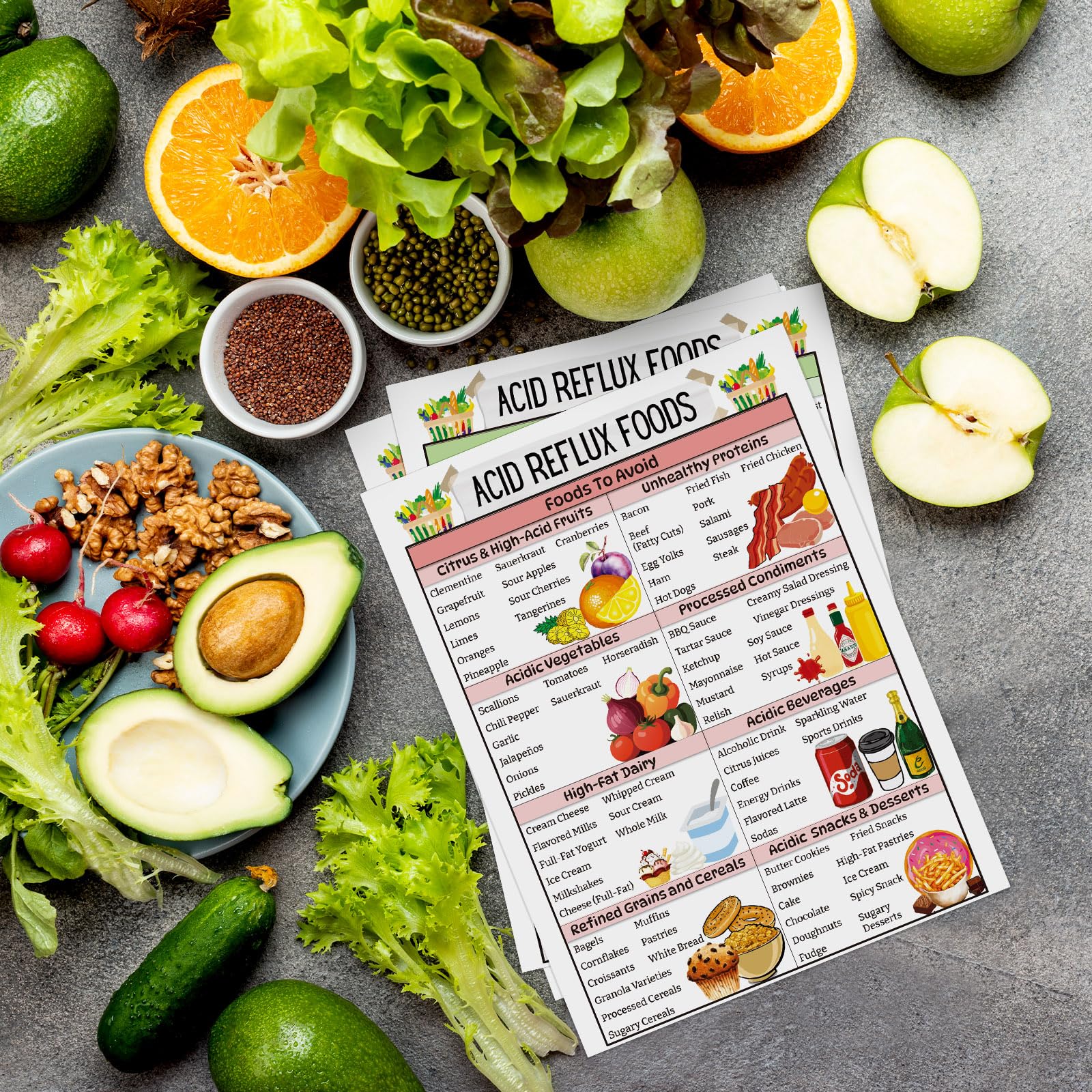 Snapklik.com : Sinload 12 Pcs Acid Reflux Food Diet Poster