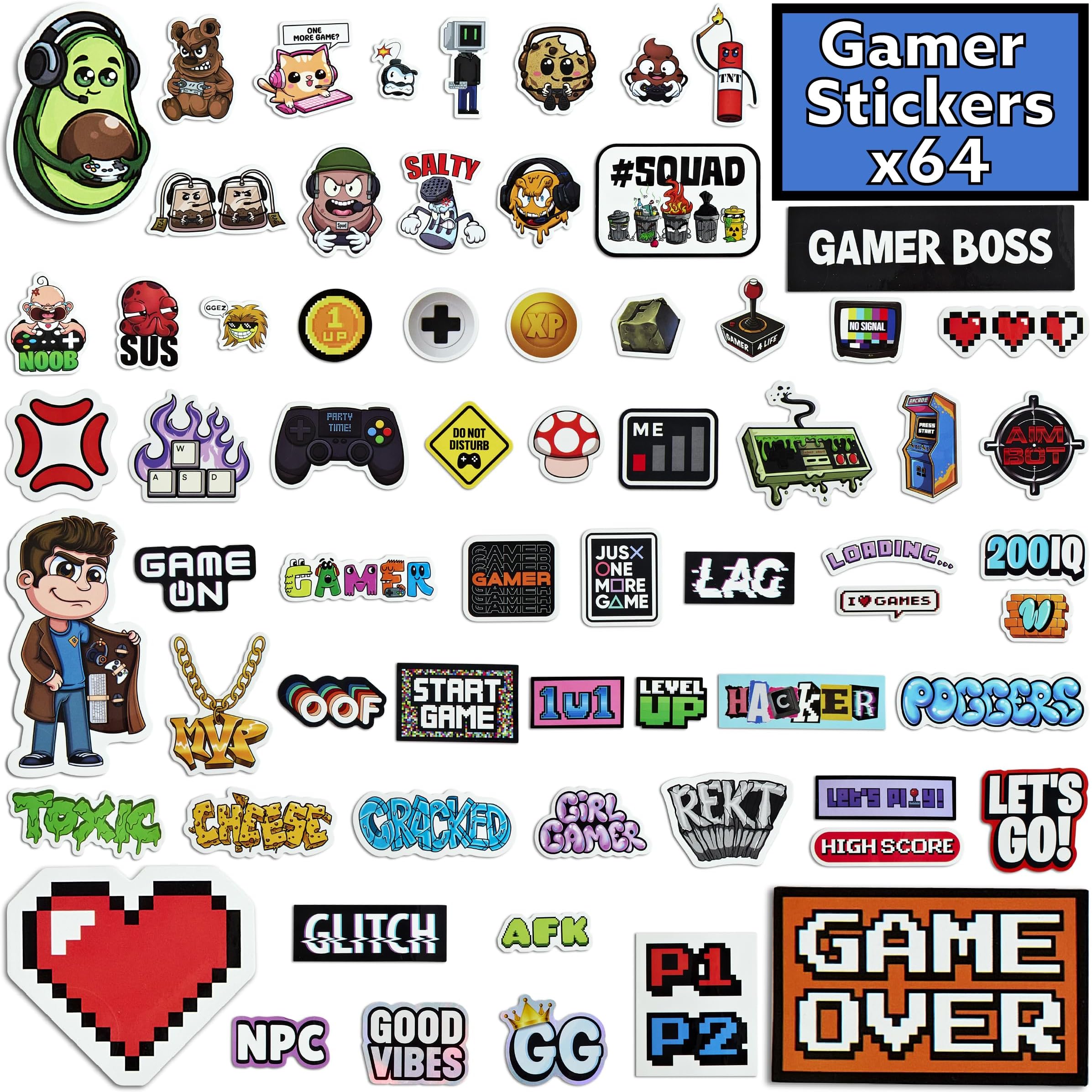 Amazon.com: 50Pcs Play Game Stickers, Cool Cartoon Trendy Gamepad ...
