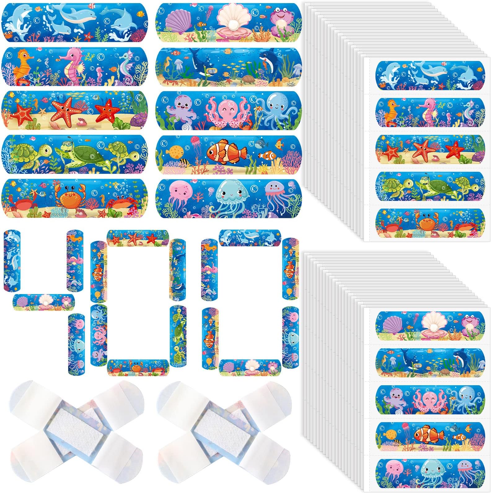 Amazon.com: Weewooday 10 Style Kids Cartoon Bandages, 400 Pcs, Marine ...