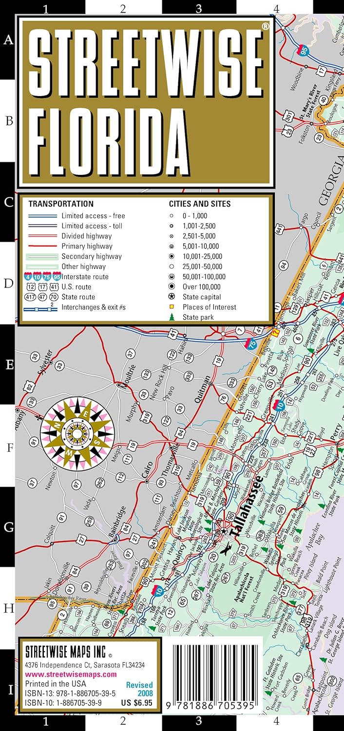 Streetwise Florida Map - Laminated State Road Map of Florida ...