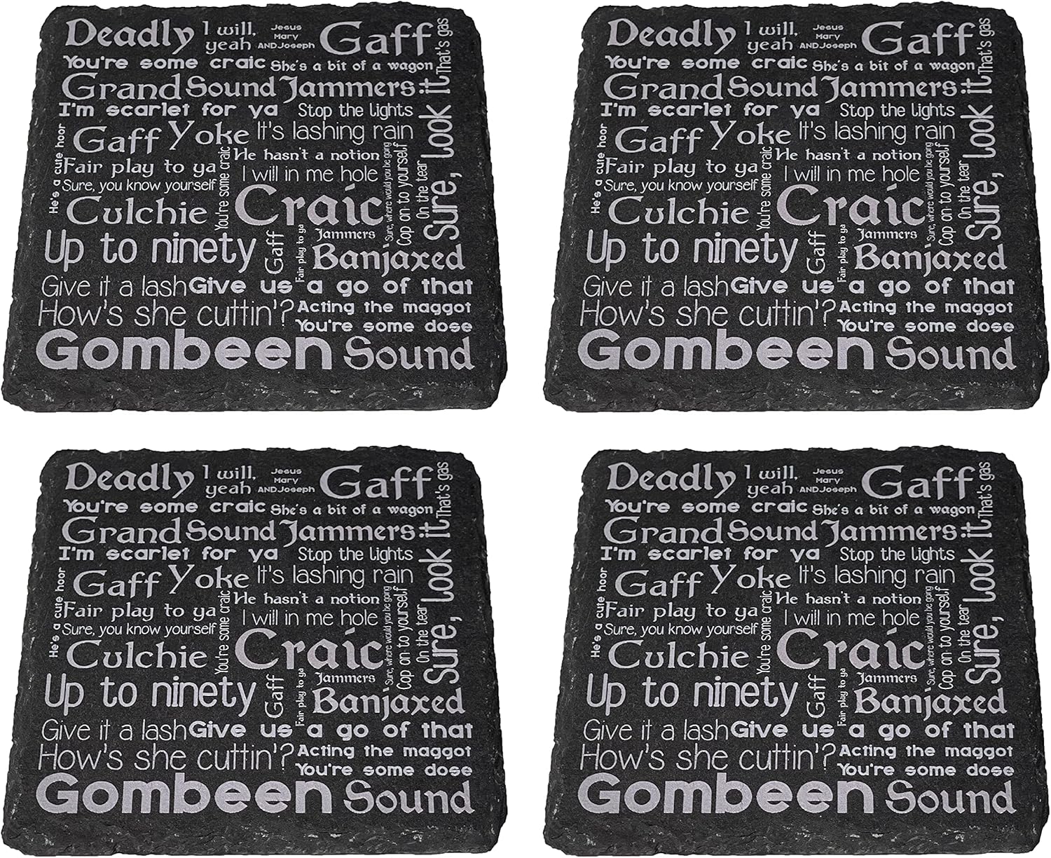 Amazon.com: Irish Slang Square Printed Slate Drink Coasters Set of 4 ...
