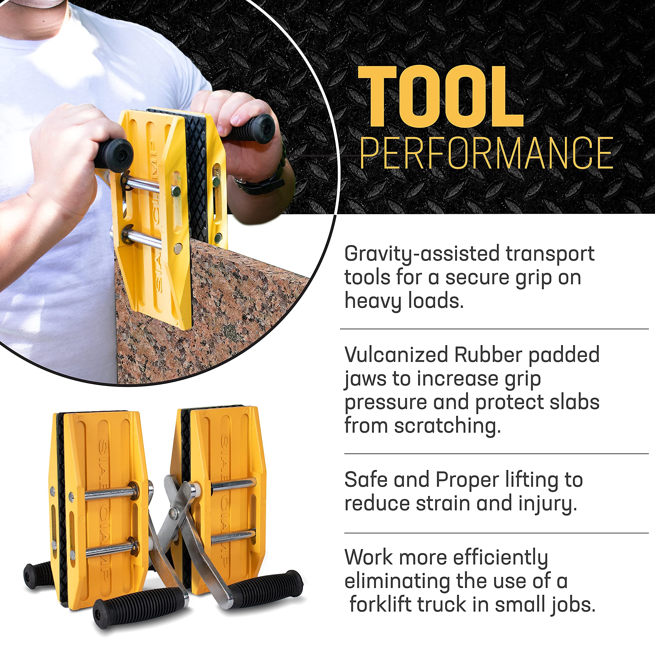 Heavy Duty Set of 2 Double Handed Stone Carry Clamps Scissor – Lifting ...