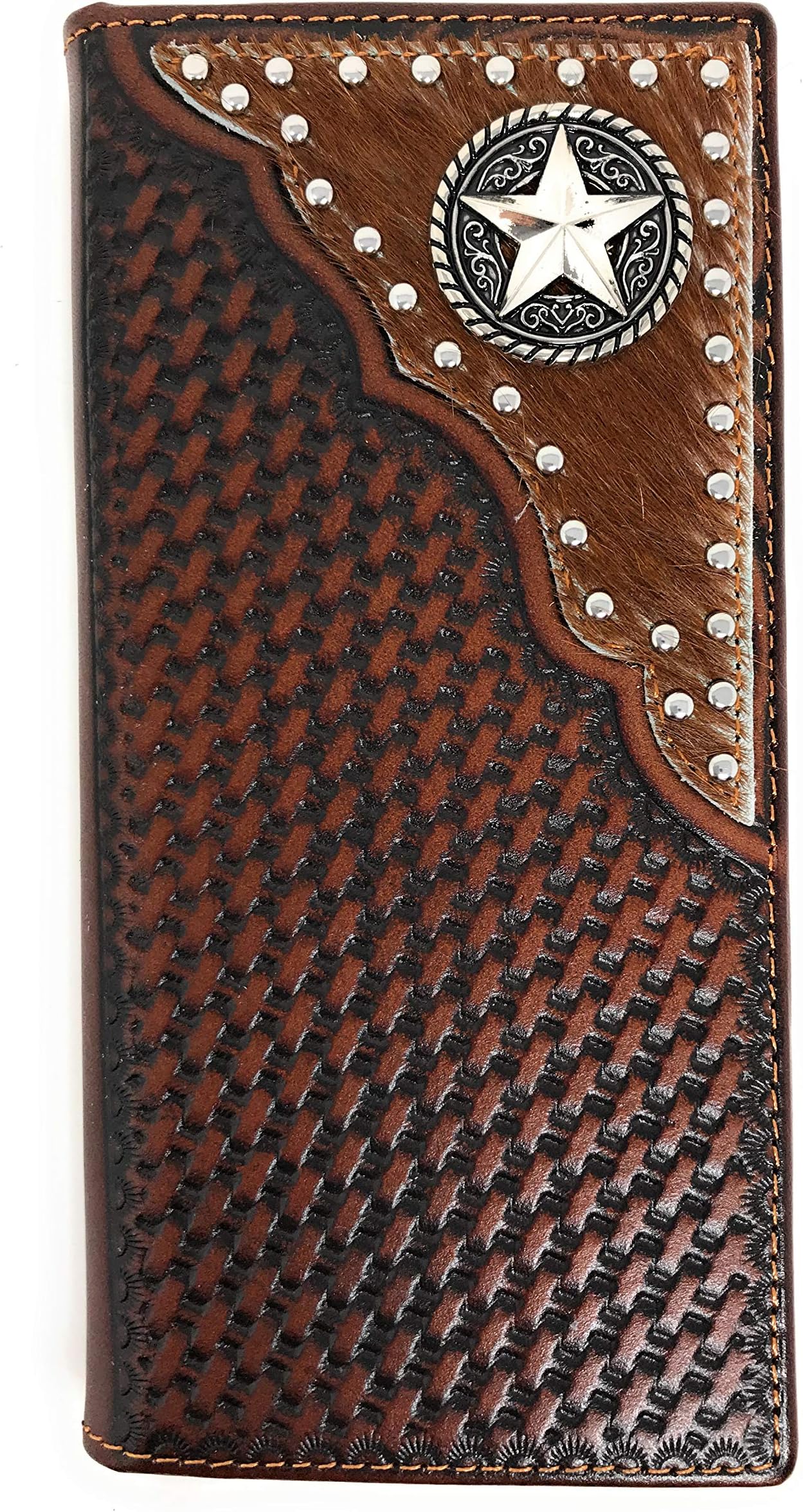 Amazon.com: Western Premium Genuine Leather Tooled Men's Long Bifold ...
