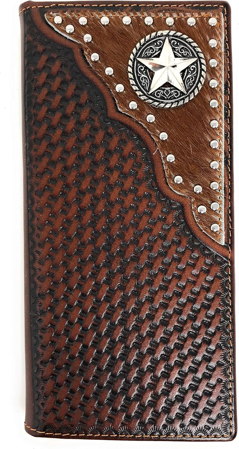 Amazon.com: Texas West Western Men's Basketweave Genuine Leather Lone ...