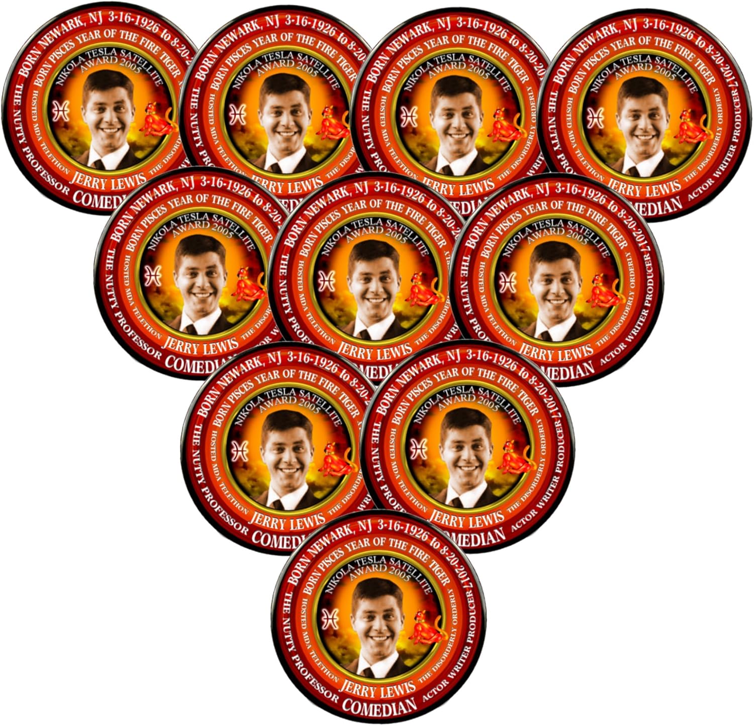 Amazon.com: Pack-10 Jerry Lewis Comedian Pins, Born Astrology Pisces ...