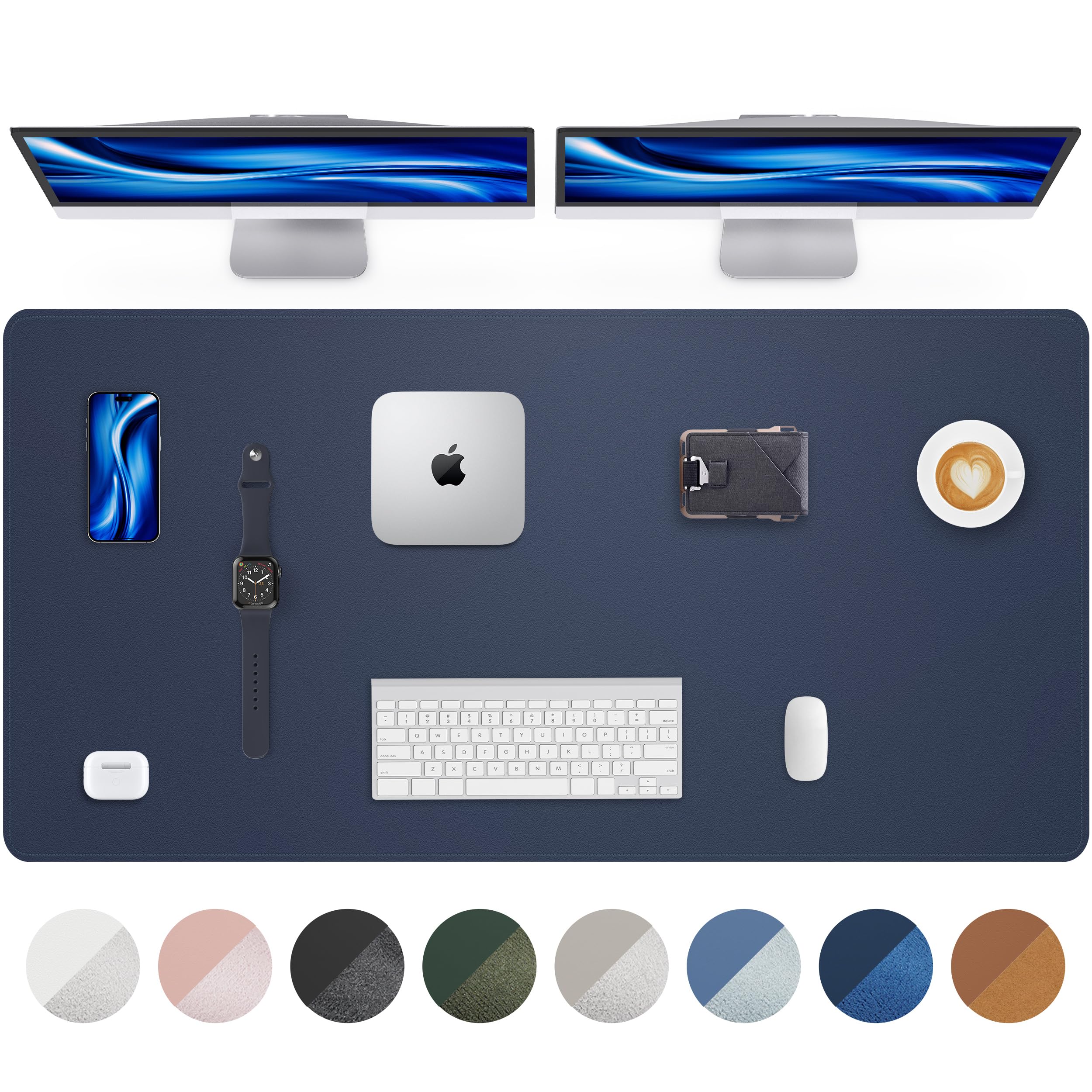 Leather Desk Pad Protector-48 x 24" Computer Desk Mat, Large Mouse Pad ...