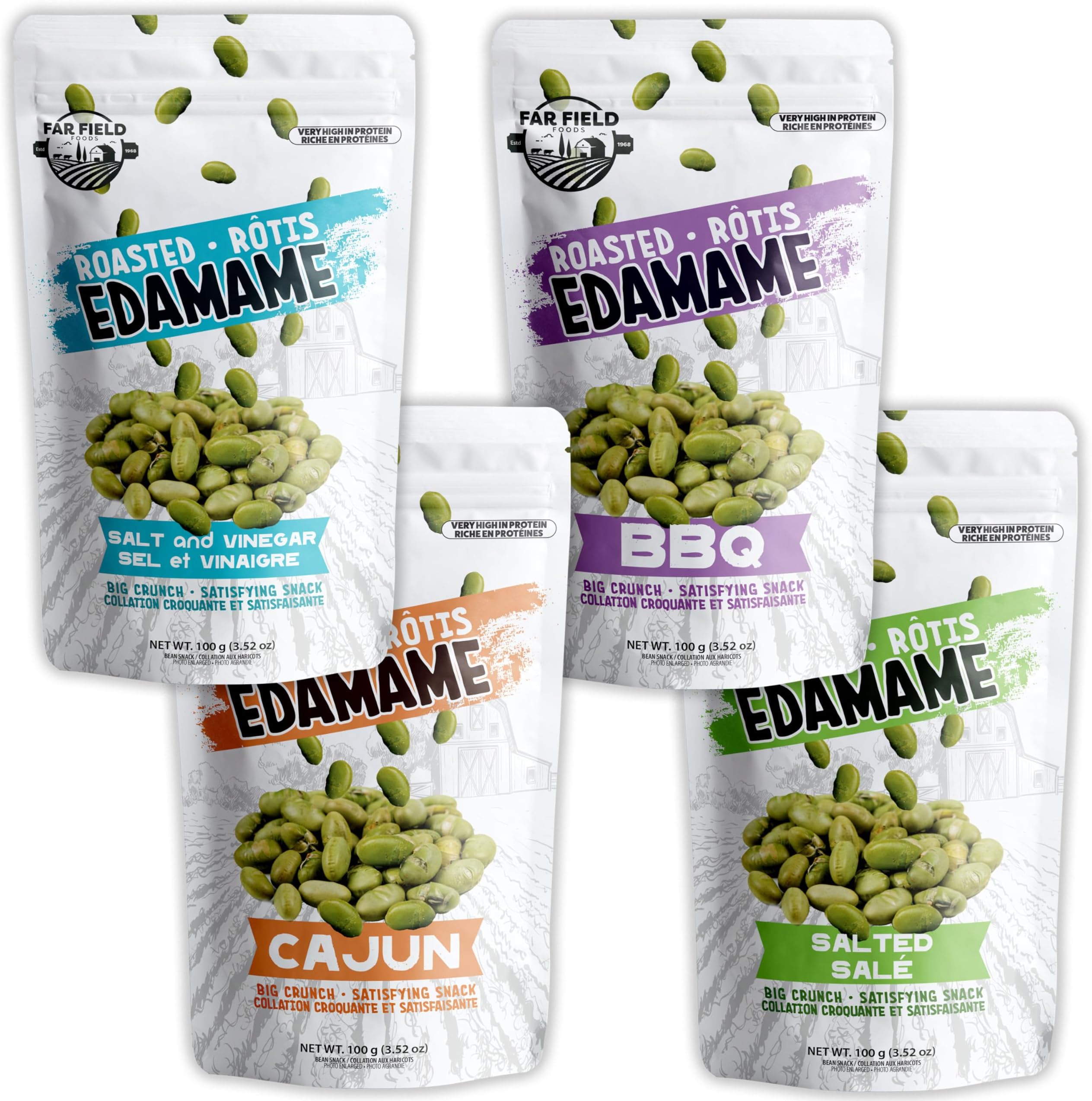 Amazon.com: Far Field Crunchy Edamame Beans, 30 Single Serve Snacks, 11 g Protein per Bag ...