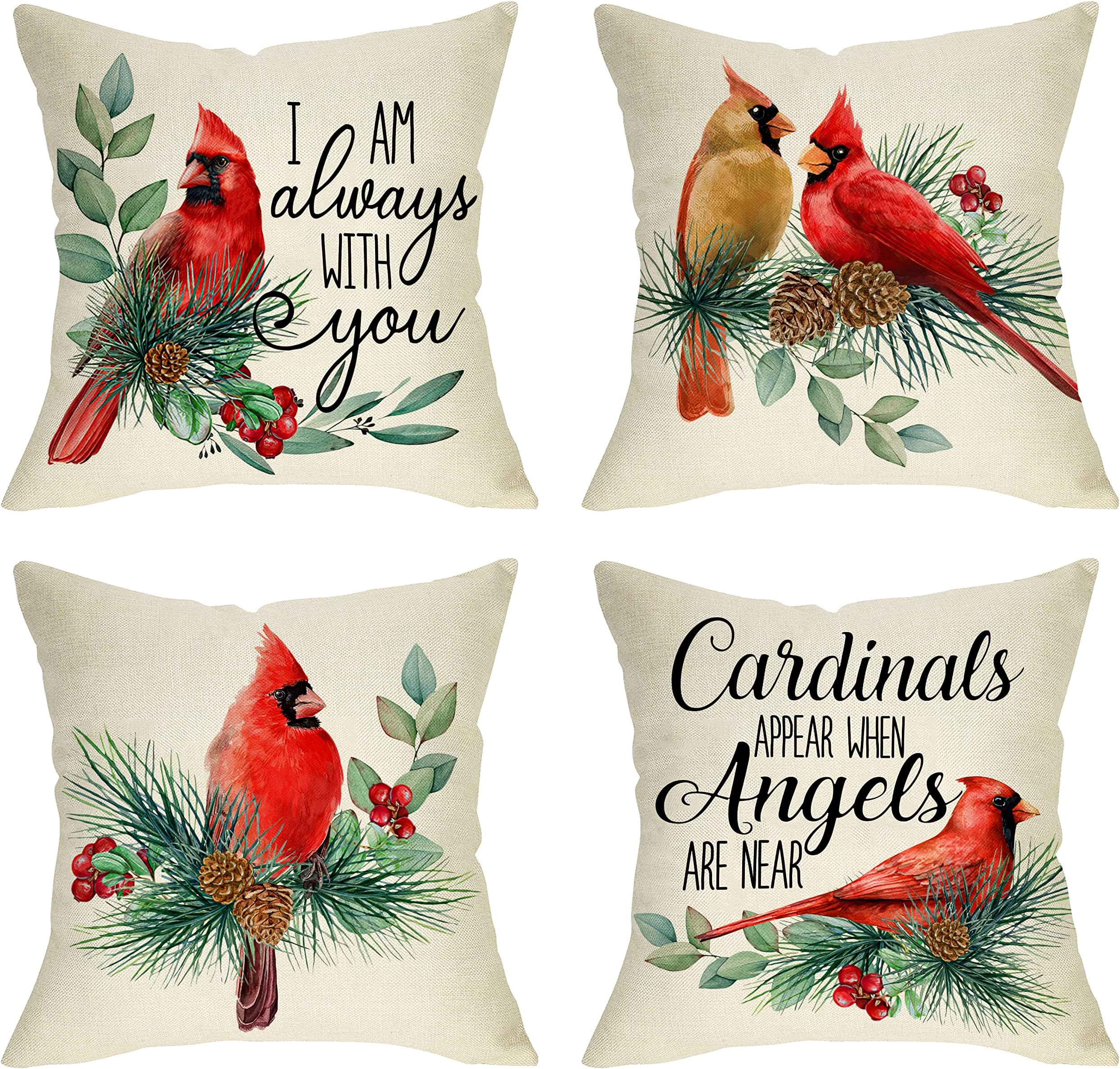 Amazon.com: Grelucgo Christmas Holiday Embroidered Red Cardinal Bird ...