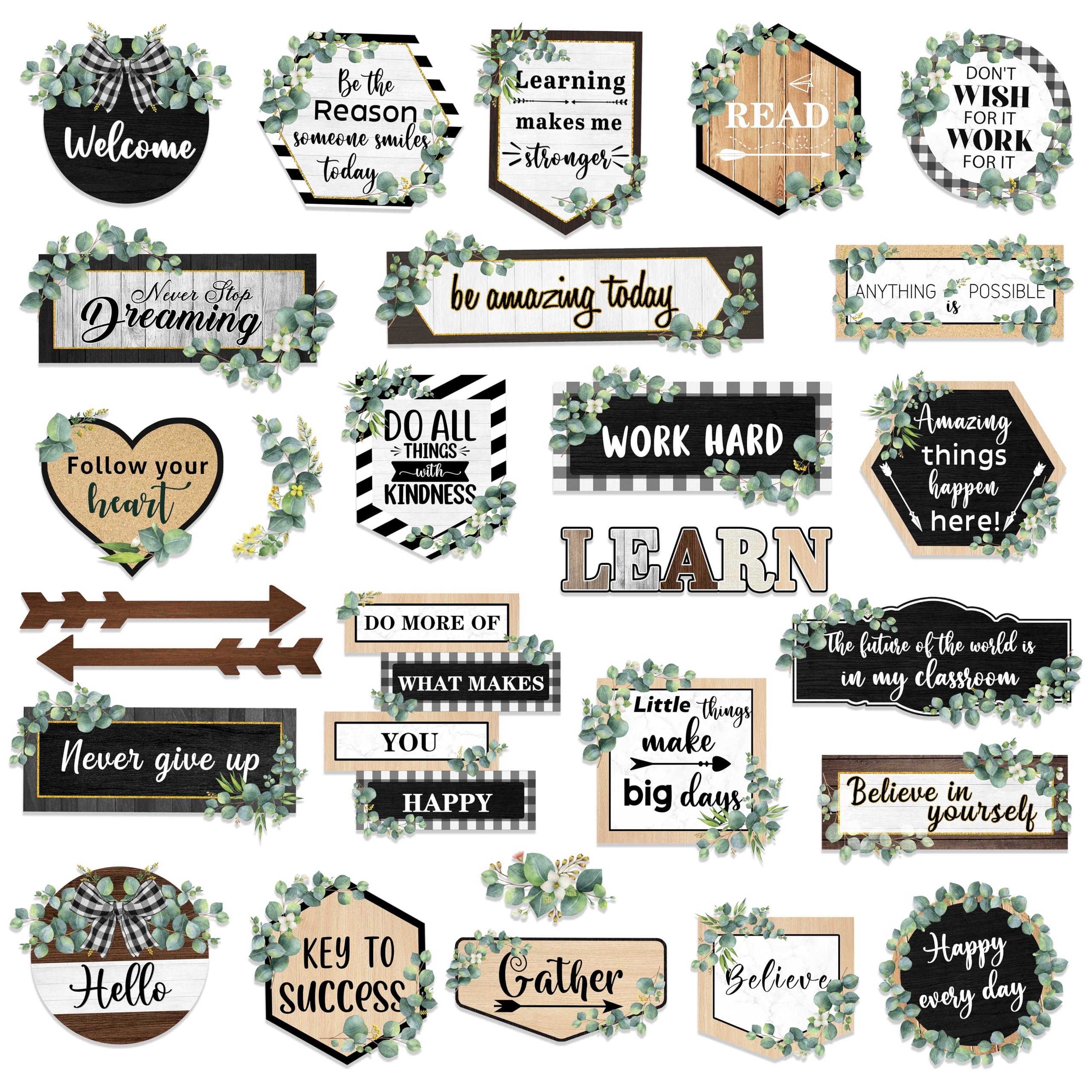 Amazon.com: Bulletin Board Decoration Eucalyptus Classroom Posters ...