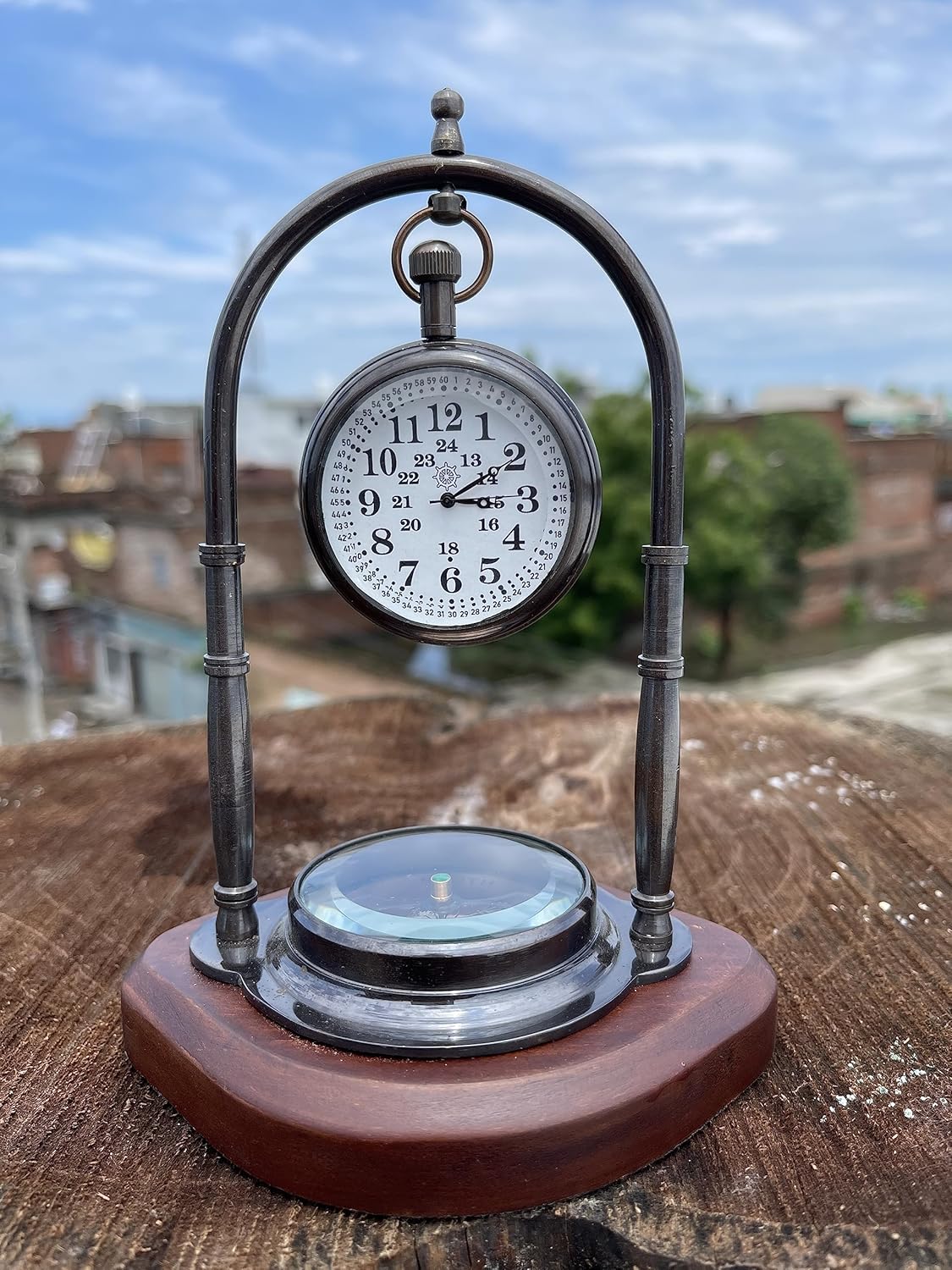 Amazon.com: WORLDMART Clock with Compass Engraved Personalized Antique ...