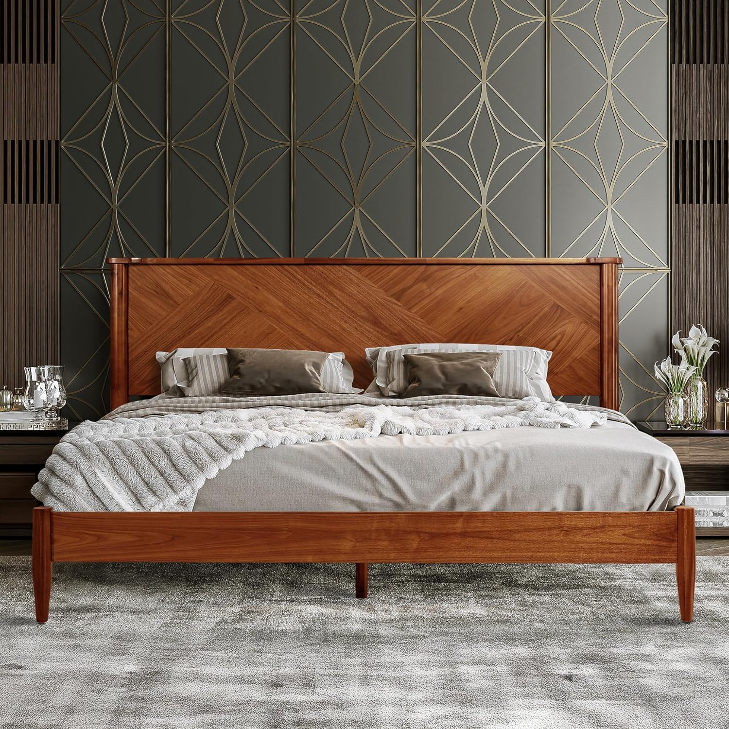Amazon.com: RORNS Panthera Queen Bed Frame with 41in High Headboard ...