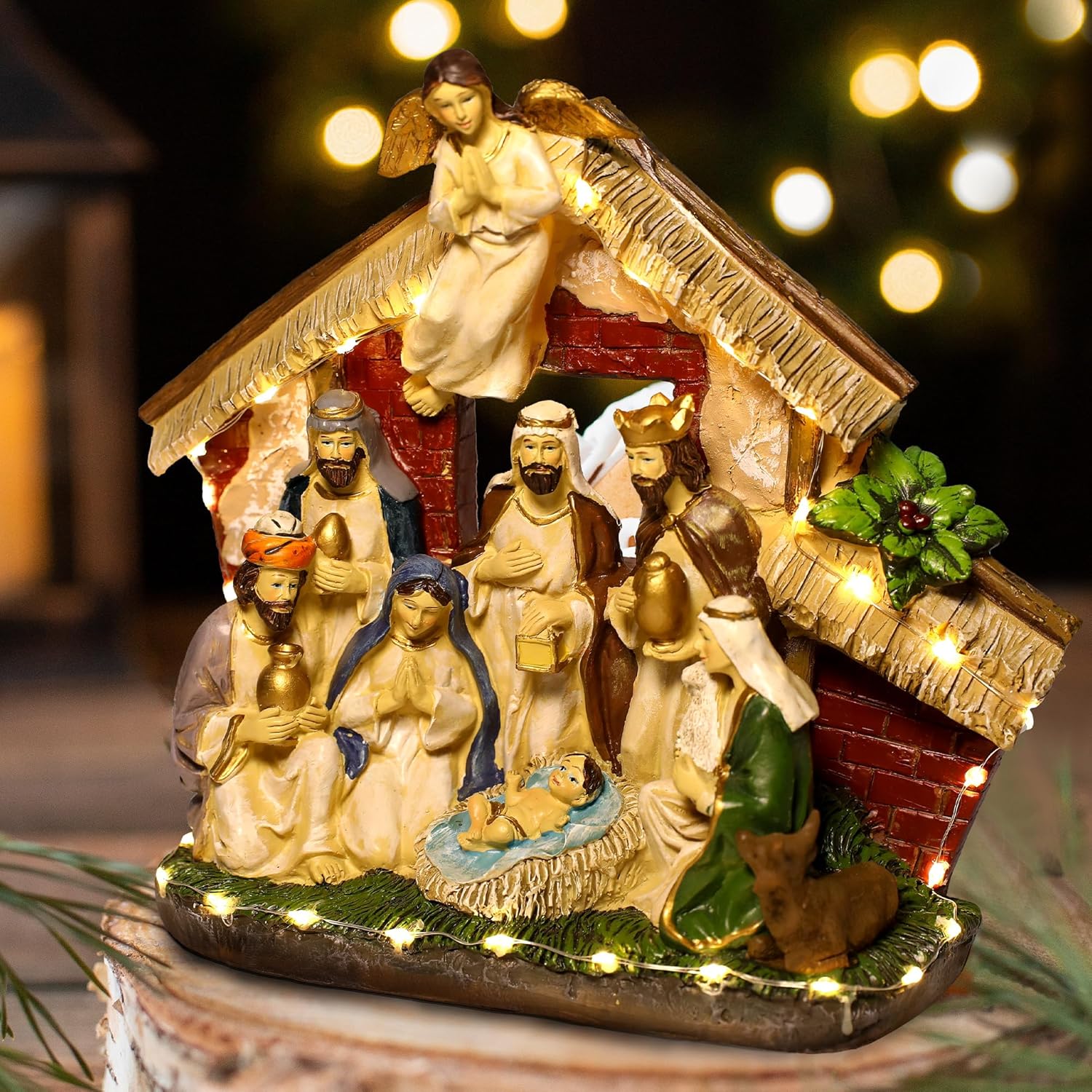Amazon.com: Bozidol LED Nativity Set Decoration - Religious Manger ...