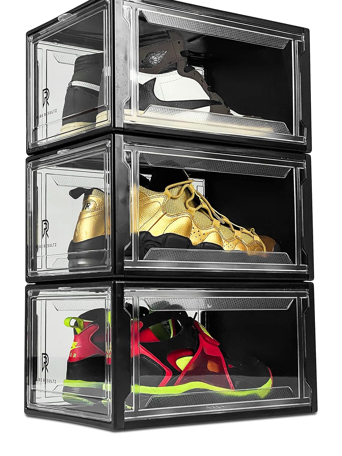 Shoe Boxes Clear Plastic Stackable Womens Mens Shoe Box Drop Front ...