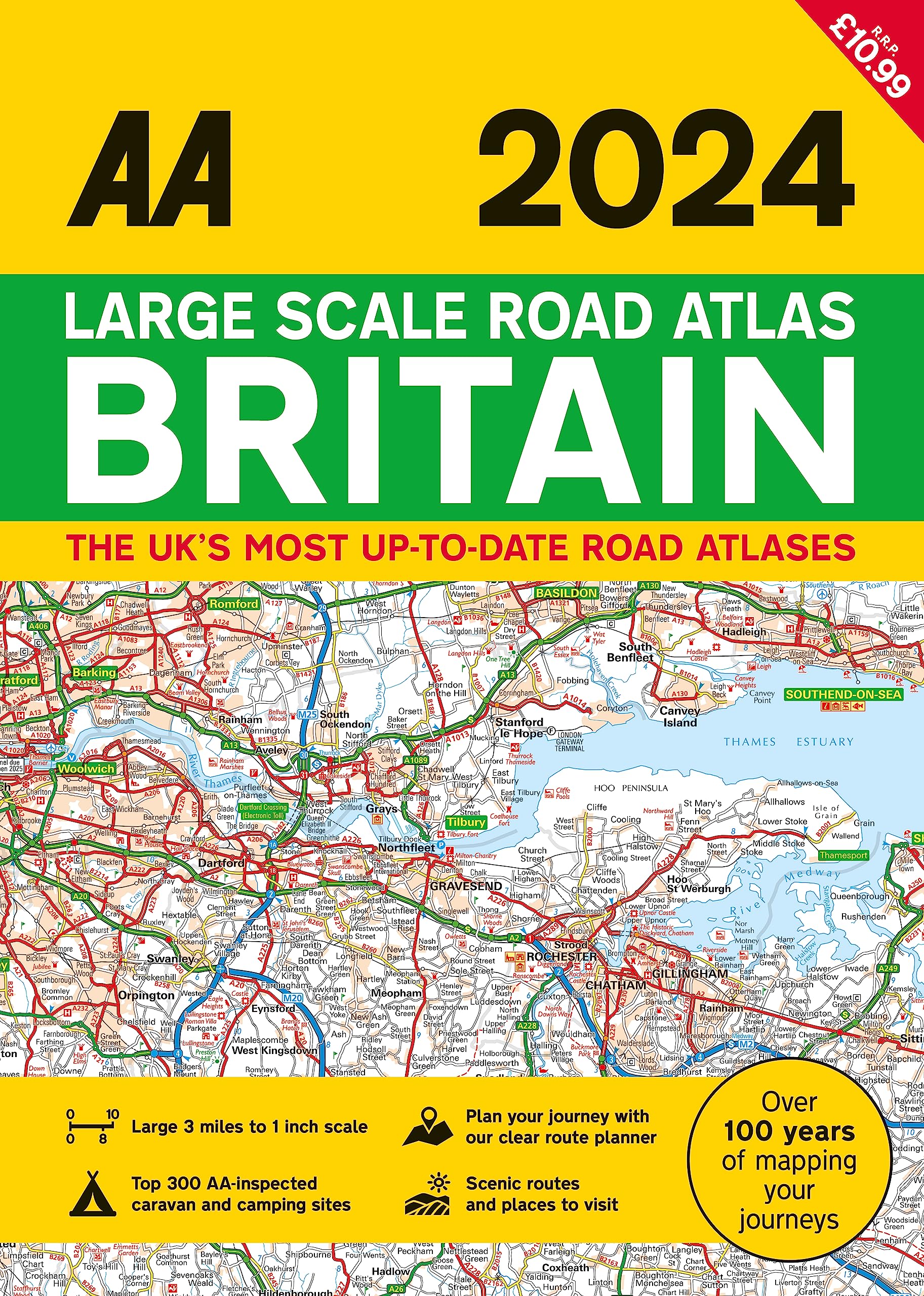 2024 Large Scale Road Atlas Britain (AA Publishing) 3 miles to 1 inch ...